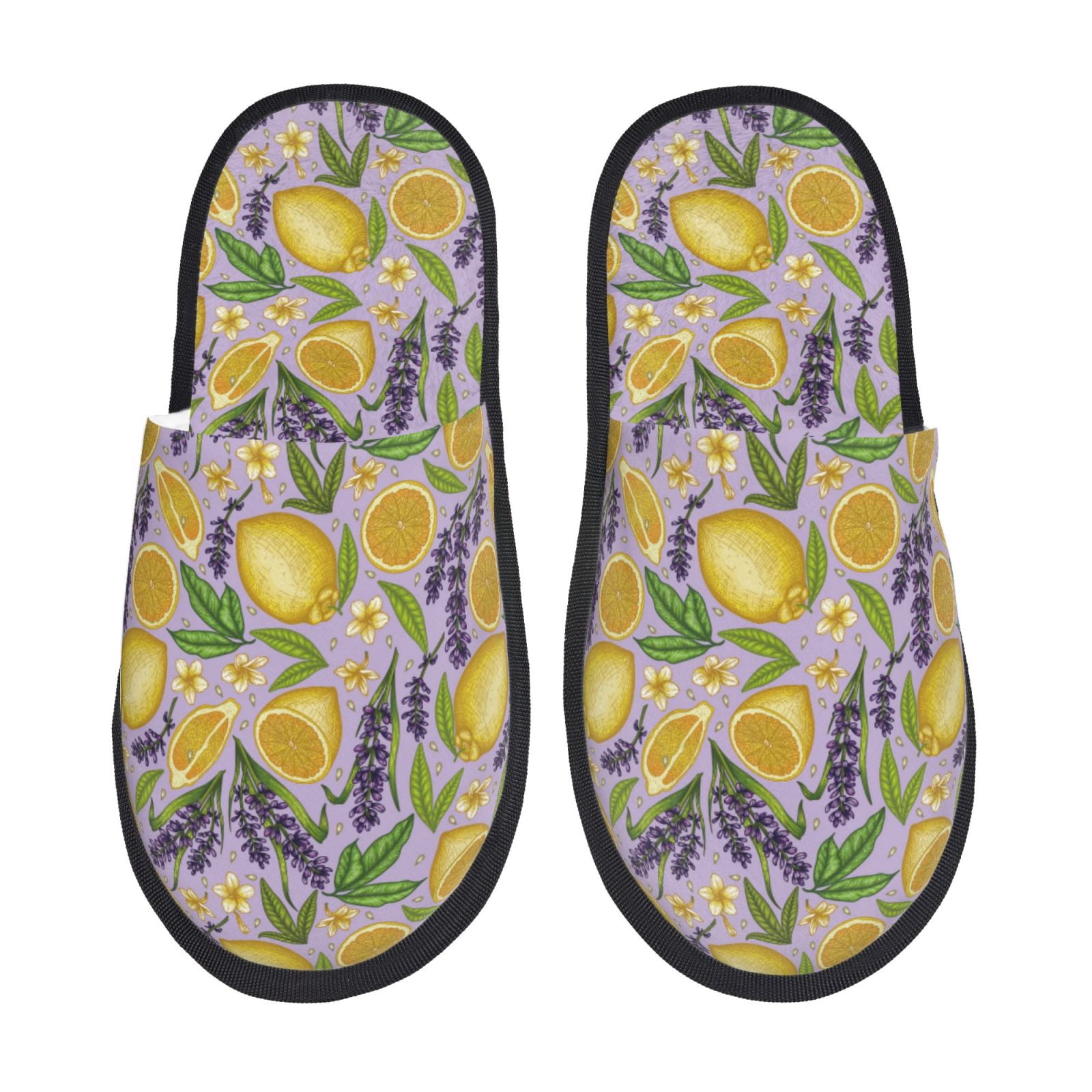 Bixox Men's Women's Lavender Flowers Patterned Plush House Slippers ...