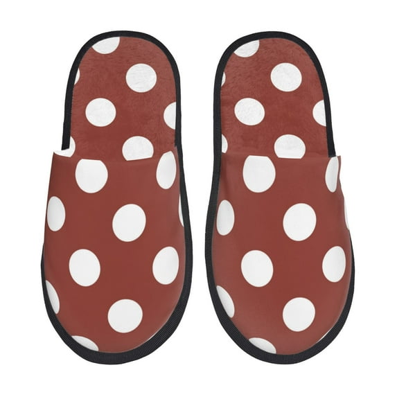 Bixox Men's Women's Maroon And White Polka Dot Patterned Plush House ...