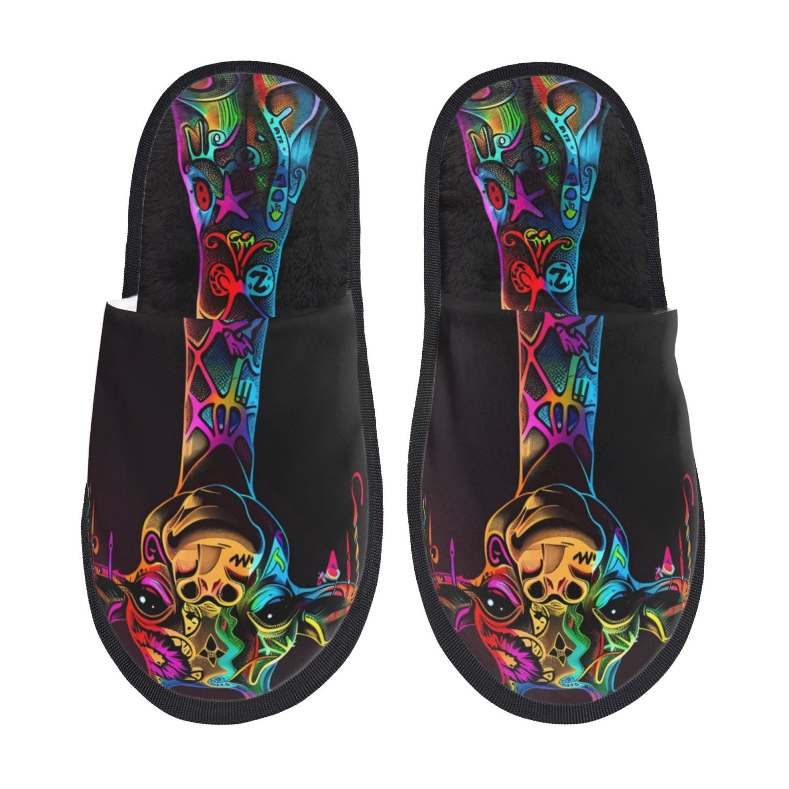 Bixox Men's Women's Neon Psychedelic Giraffe Patterned Plush House ...