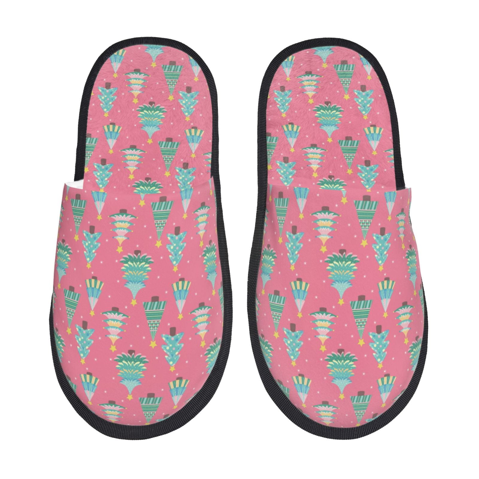 Bixox Men's Women's Pastel Christmas Trees on Pink Patterned Plush ...
