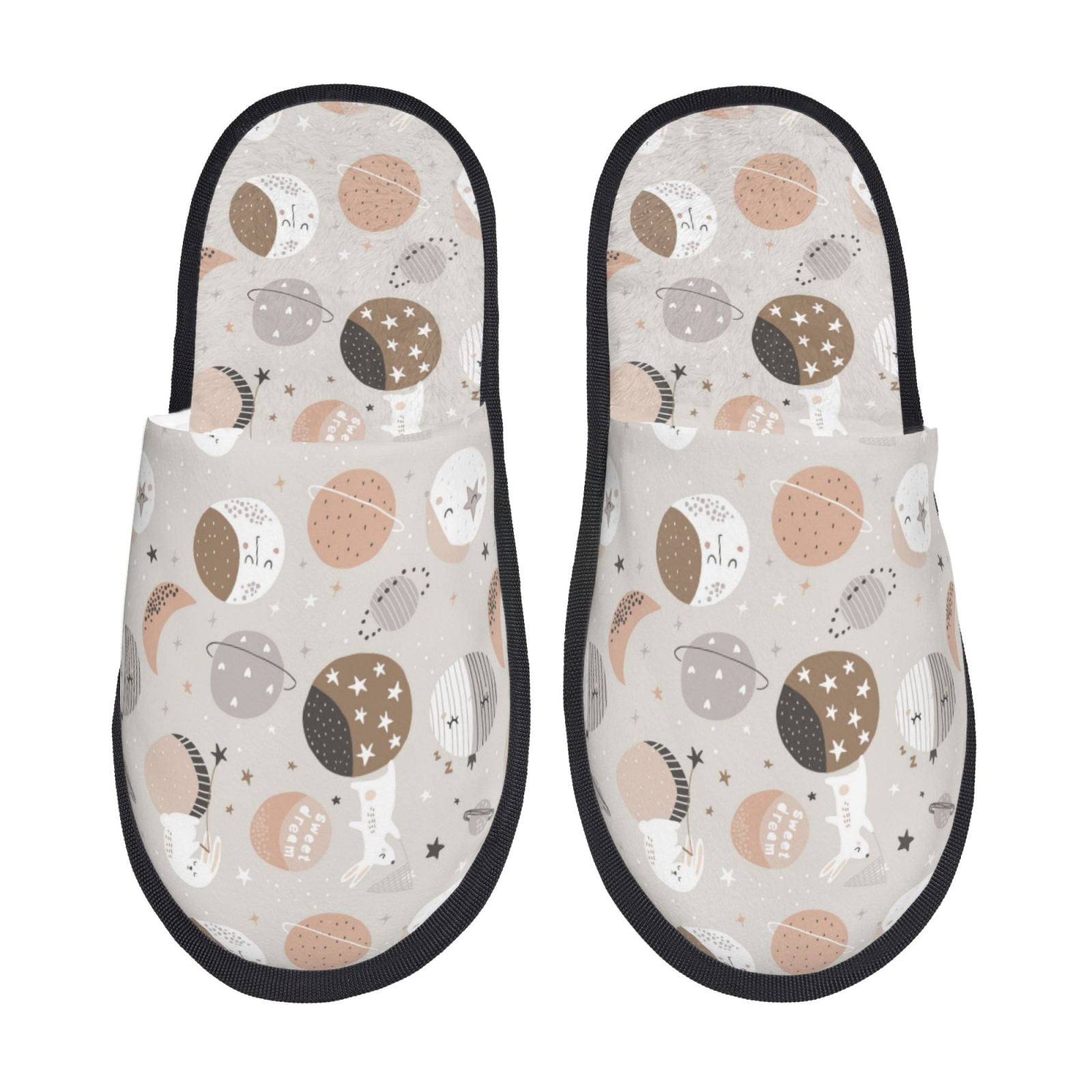 Bixox Men's Women's Rabbit In Space Patterned Plush House Slippers ...