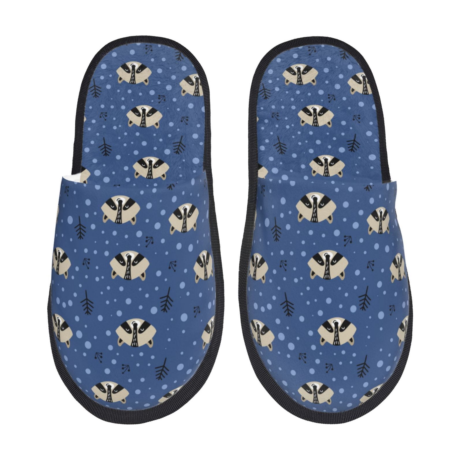 Bixox Men's Women's Raccoon blue point Patterned Plush House Slippers ...