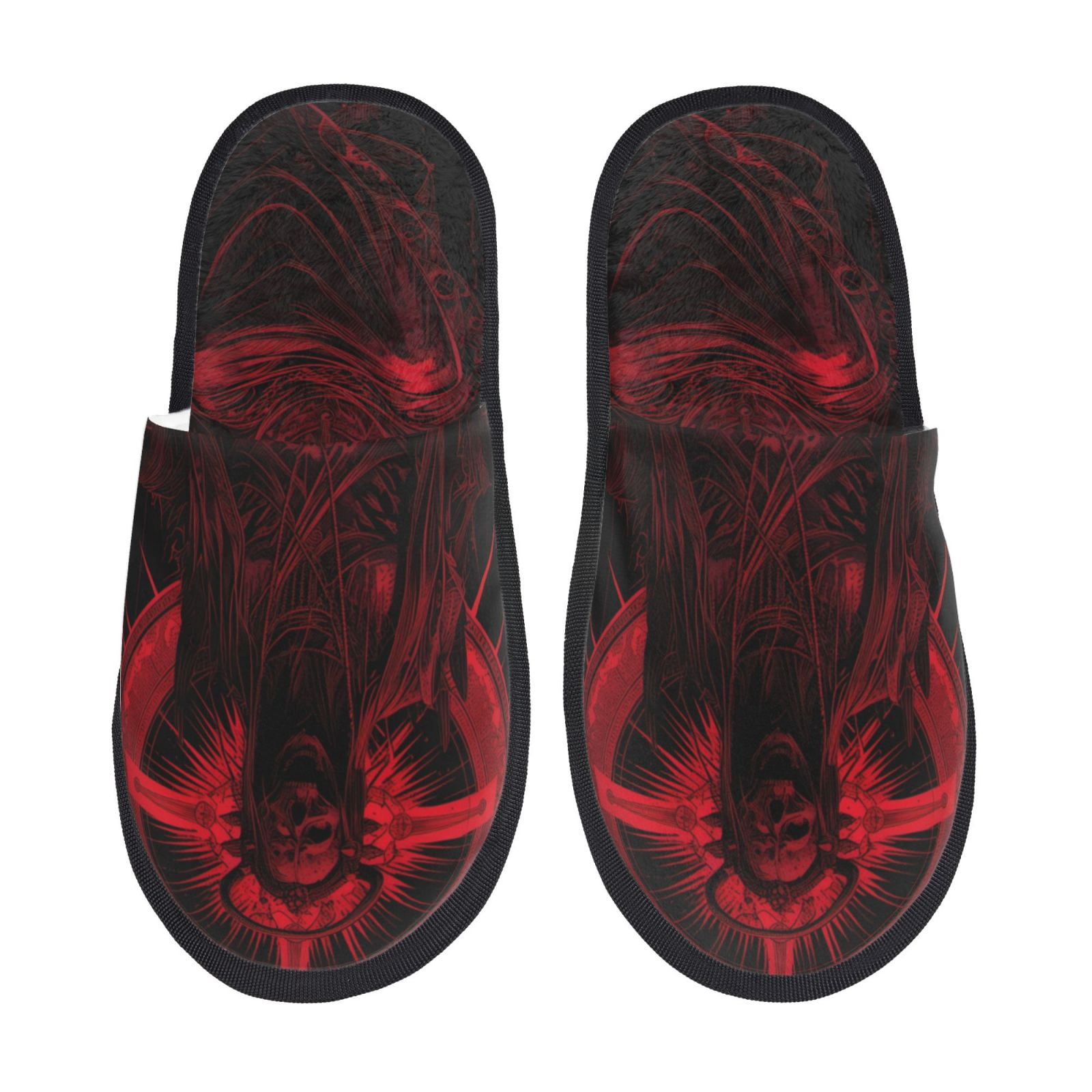 Bixox Men's Women's Red Gothic Skeleton Throne Patterned Plush House ...