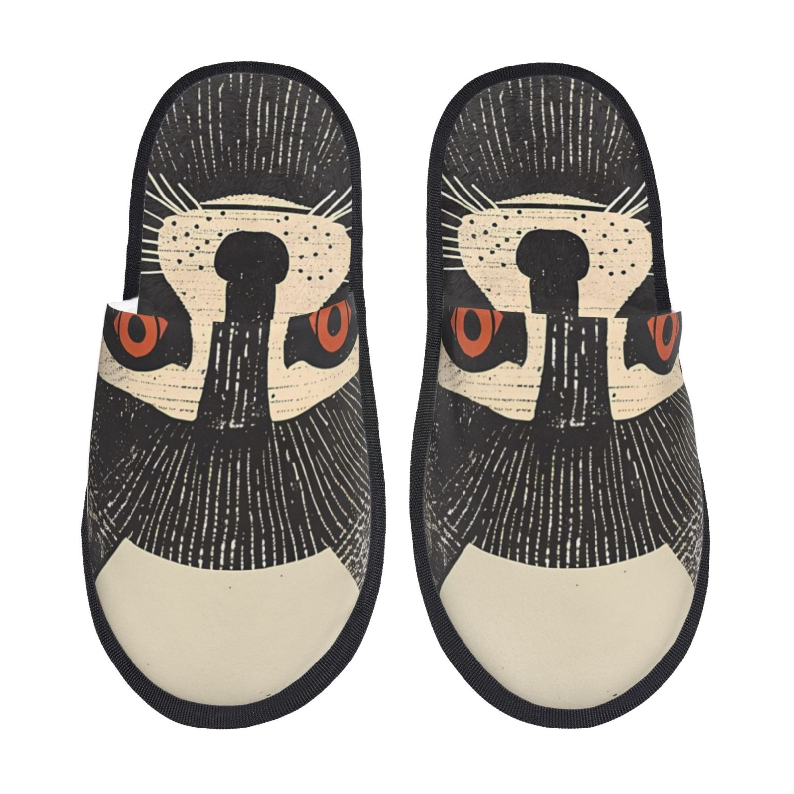 Bixox Men's Women's Retro Raccoon Graphic Print Patterned Plush House ...