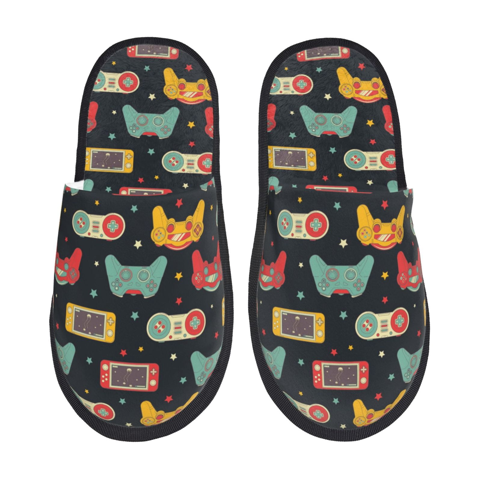 Bixox Men's Women's Retro Video Game Patterned Plush House Slippers ...