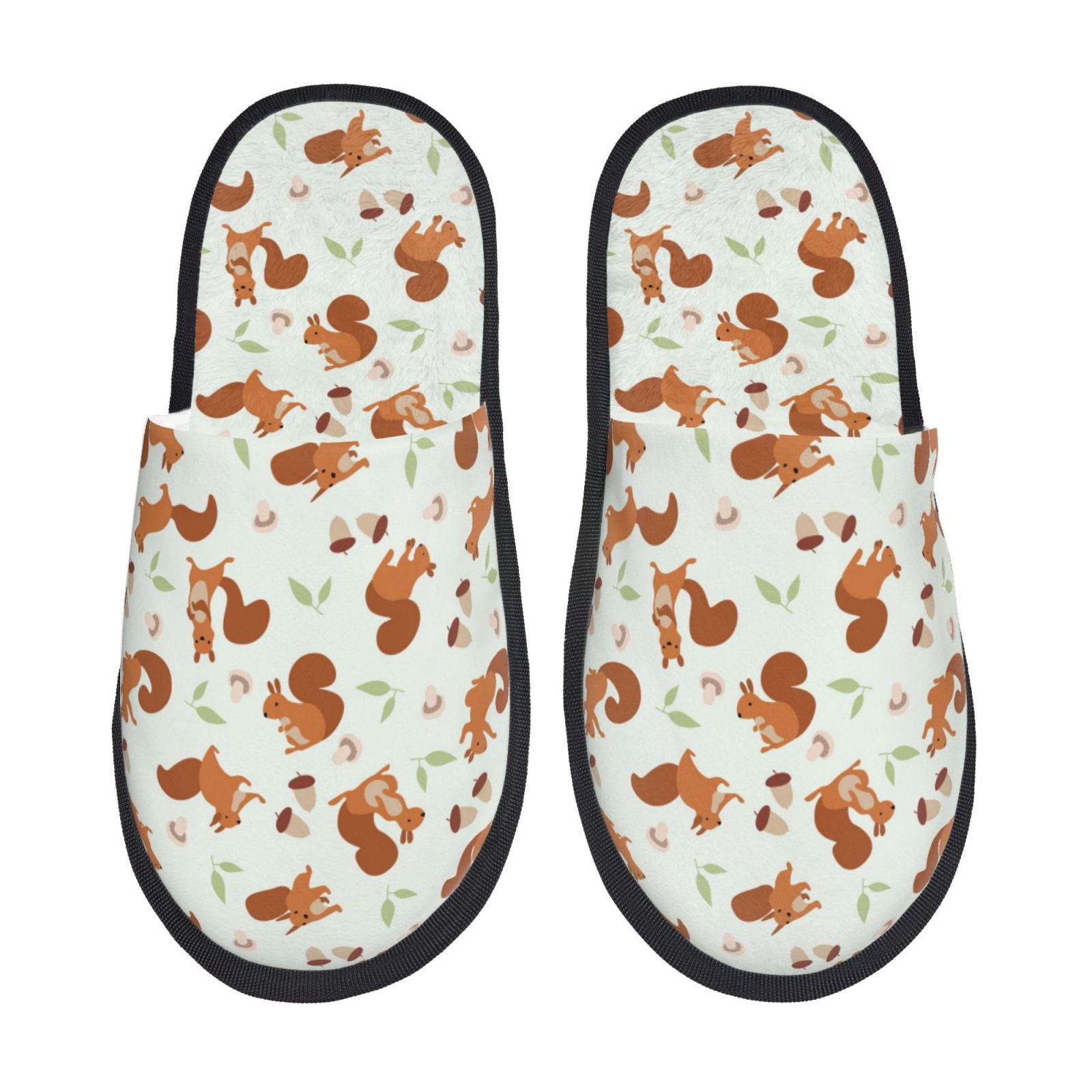 Bixox Men's Women's Squirrel Playing Patterned Plush House Slippers ...