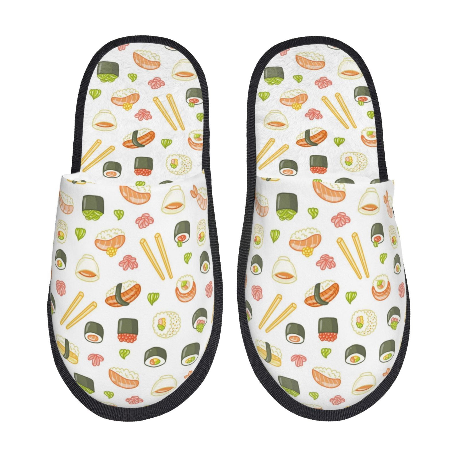 Bixox Men's Women's Sushi and Rolls Patterned Plush House Slippers ...