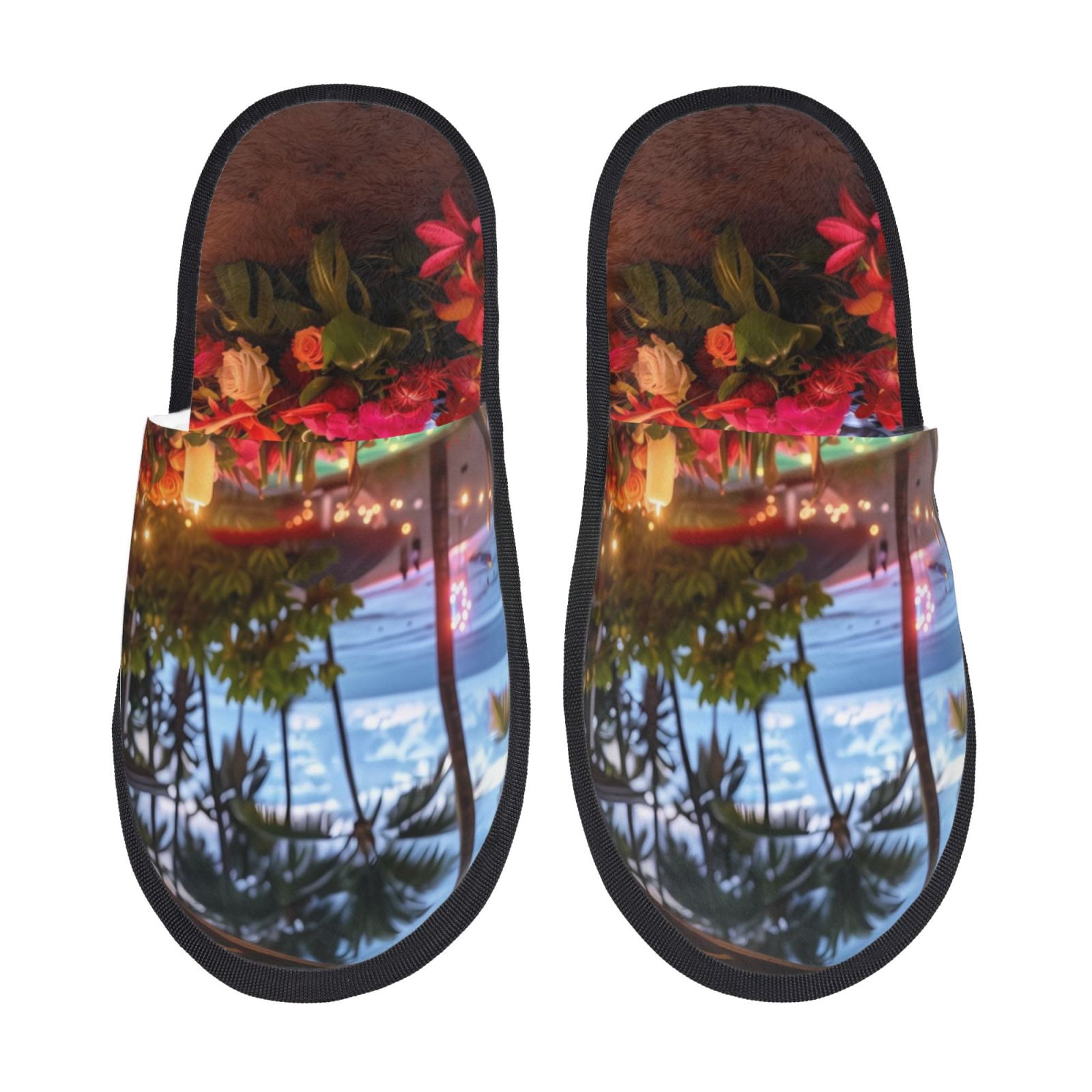 Bixox Men's Women's Tropical Beach Candlelight Patterned Plush House ...