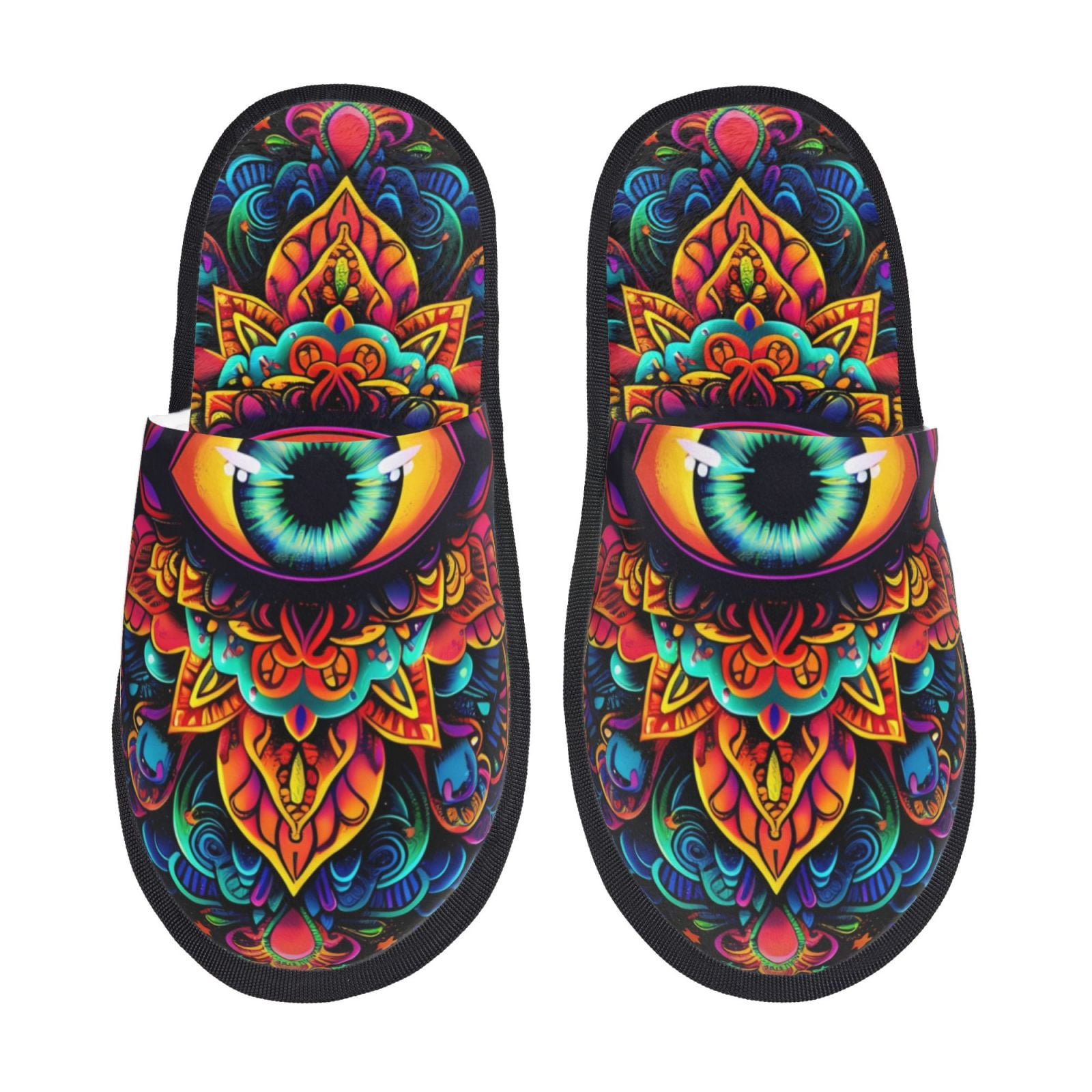 Bixox Men's Women's Vibrant Psychedelic Eye Patterned Plush House ...