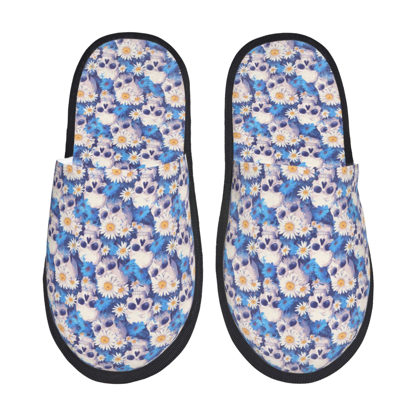 Bixox Men's Women's white Skull blue daisy Patterned Plush House ...