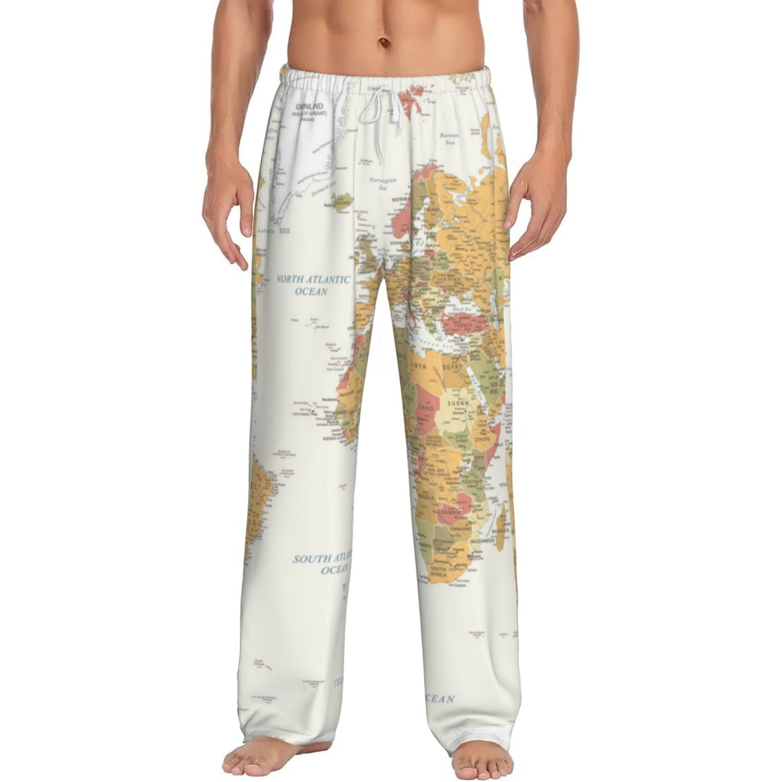 Bixox Men's World Map 1 Patterned Pajama Pants with Pockets Lounge ...