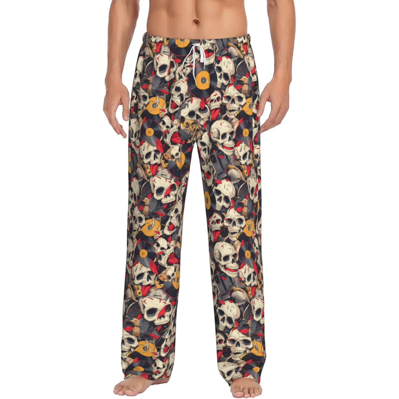 Bixox Men's rock Skull record artist Patterned Pajama Pants with ...