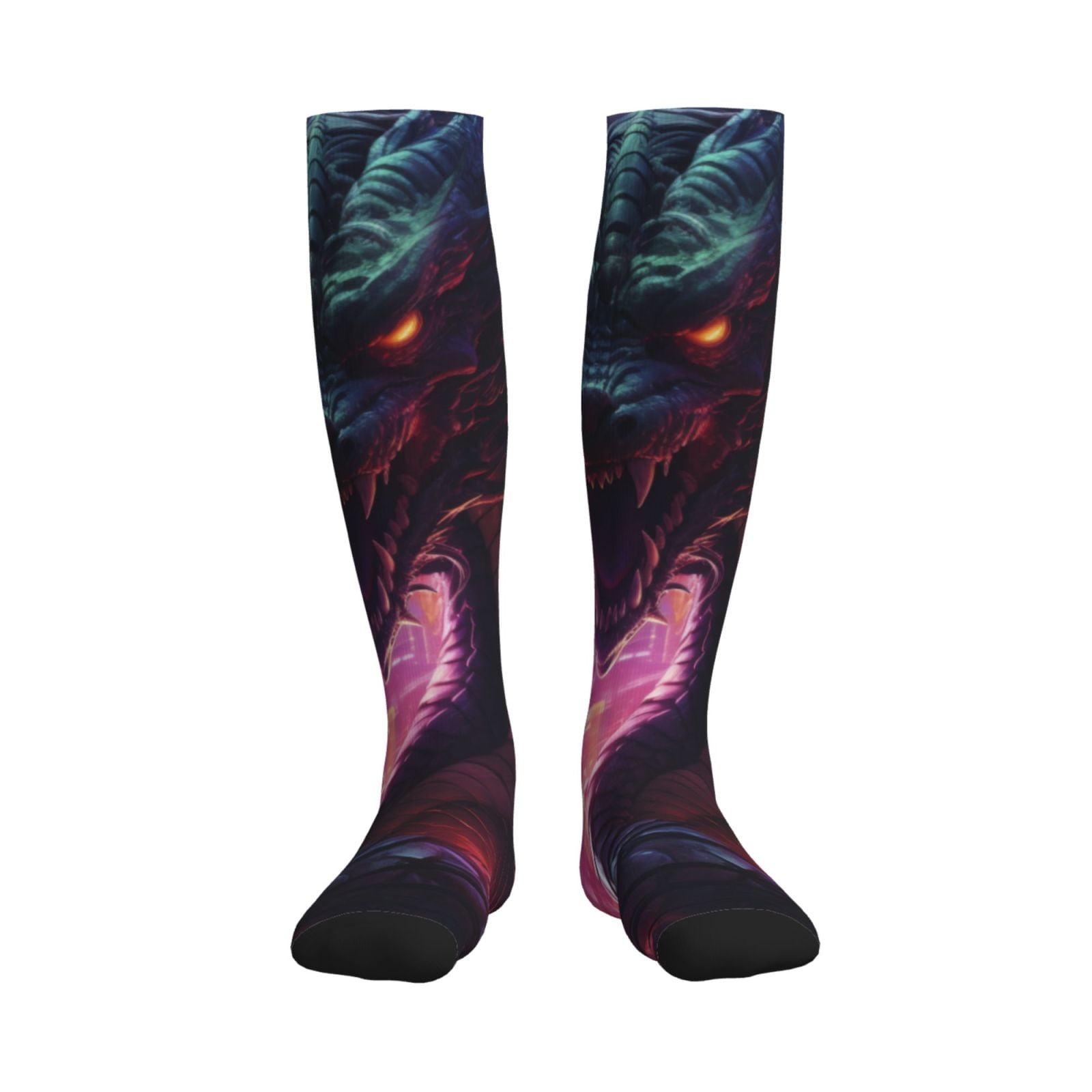 Bixox Neon Futuristic Dragon Print Compression Socks,Compression Socks ...