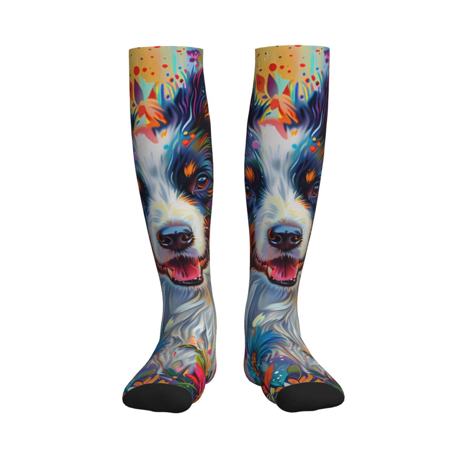Bixox Oil Painting Sunflower Puppy Print Compression Socks,Compression ...
