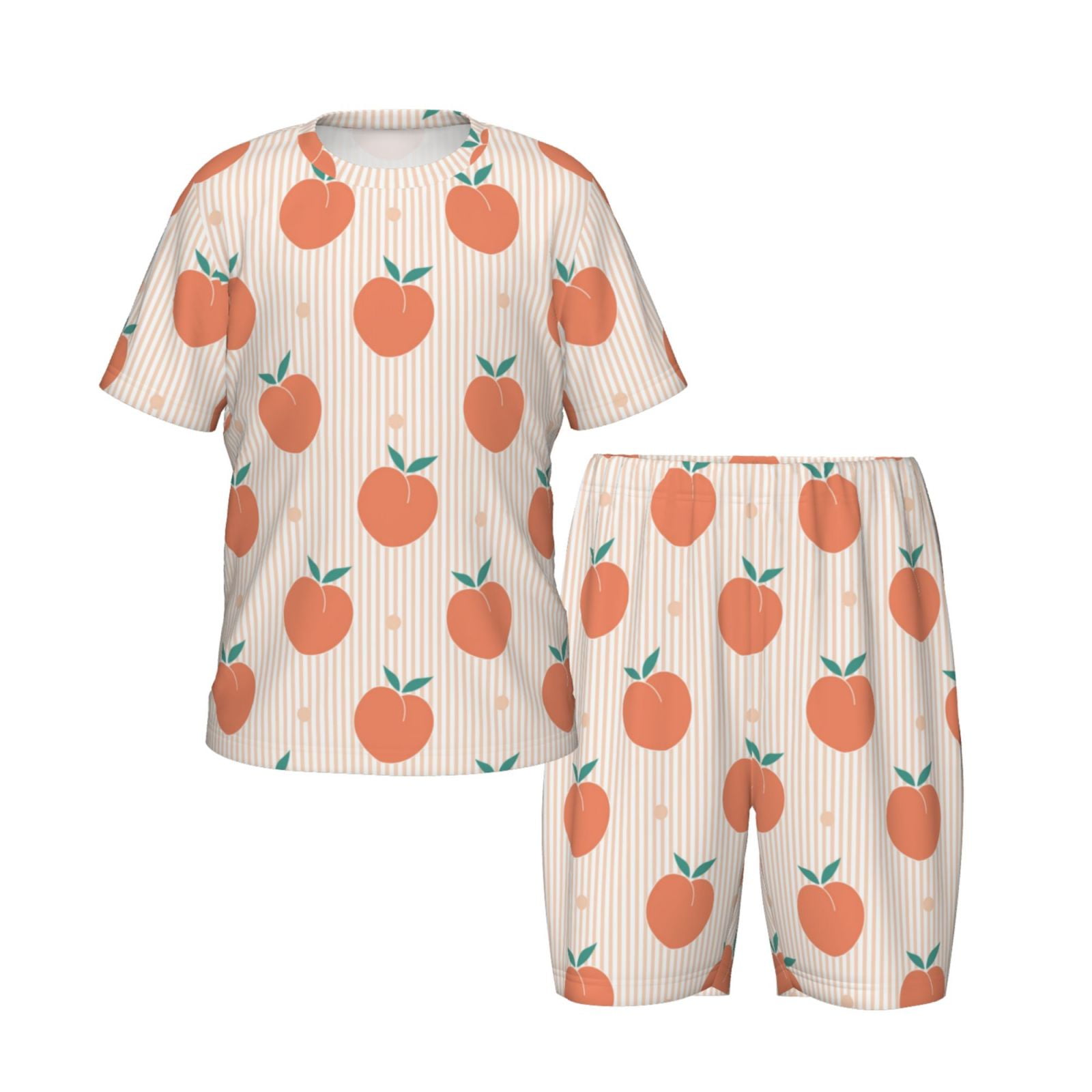 Bixox Orange Peach Pattern children's Summer Short Sleeve Pajamas Set ...