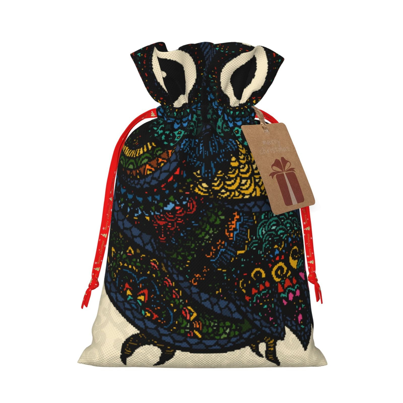 Bixox Owl with Mandala Print Christmas Burlap Gift Bags with Drawstring ...