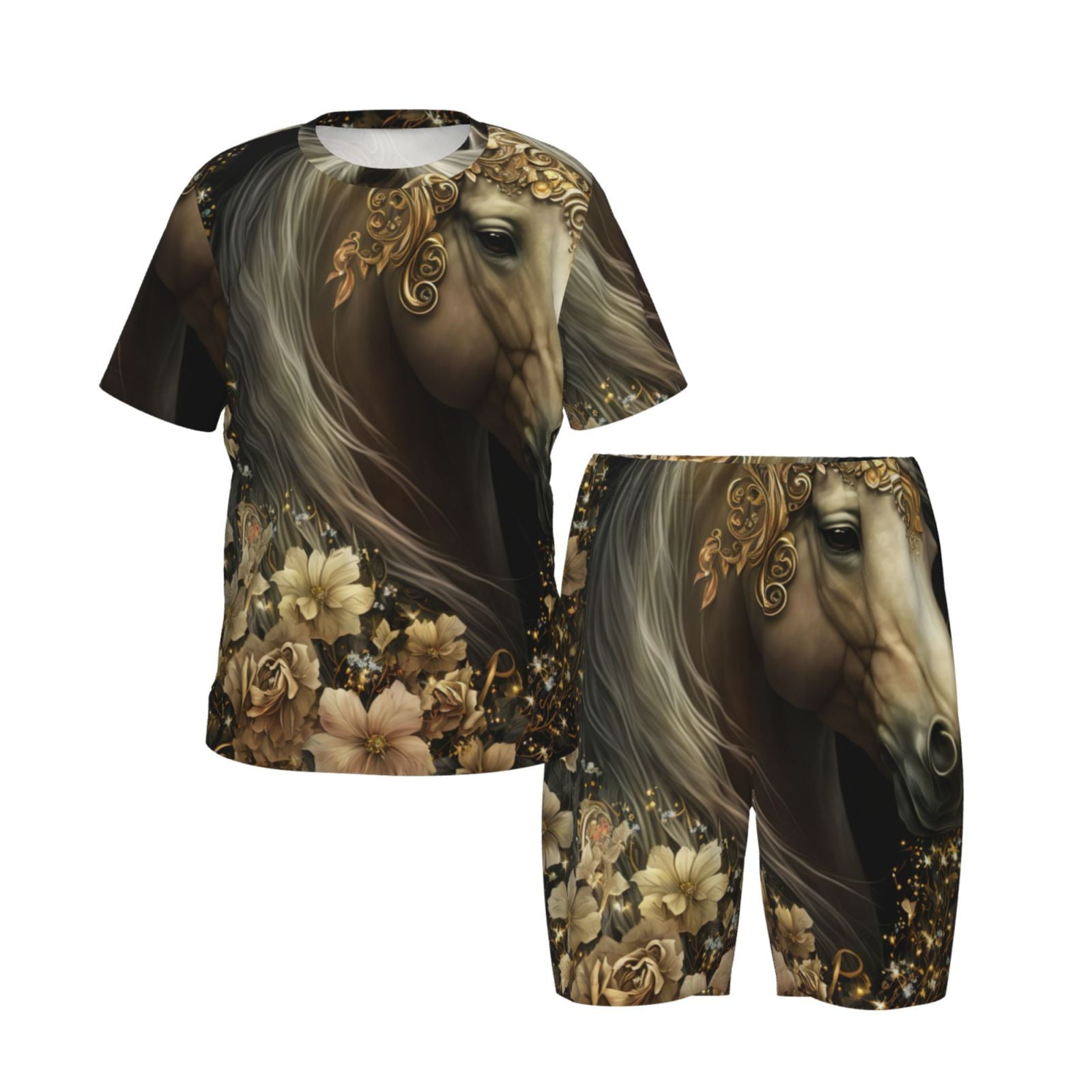 Bixox Palatial Gold Pattern Horse Pattern children's Summer Short ...