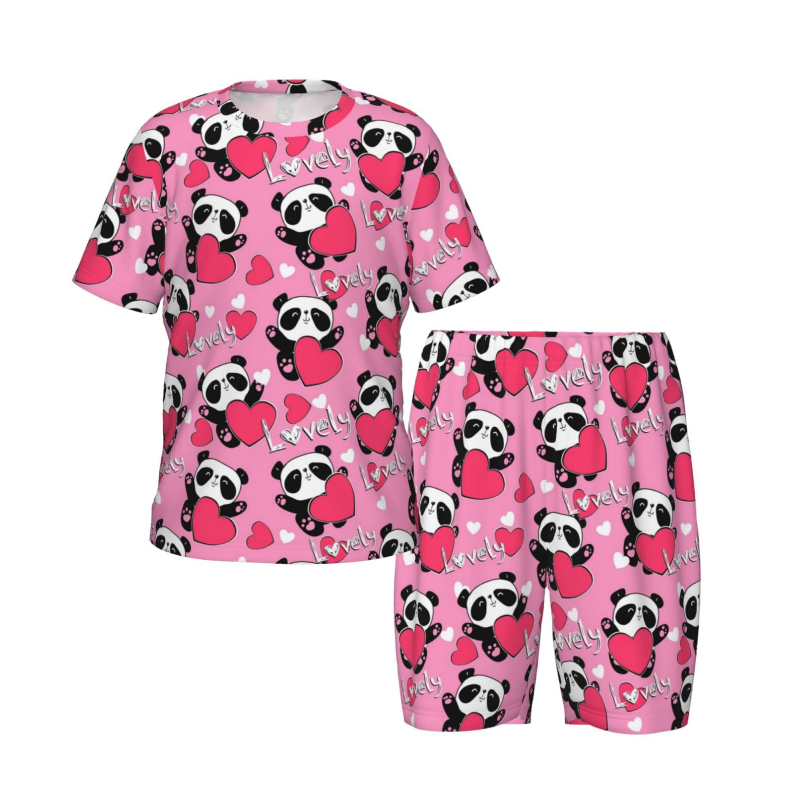 Bixox Panda Heart Valentine Pattern children's Summer Short Sleeve ...