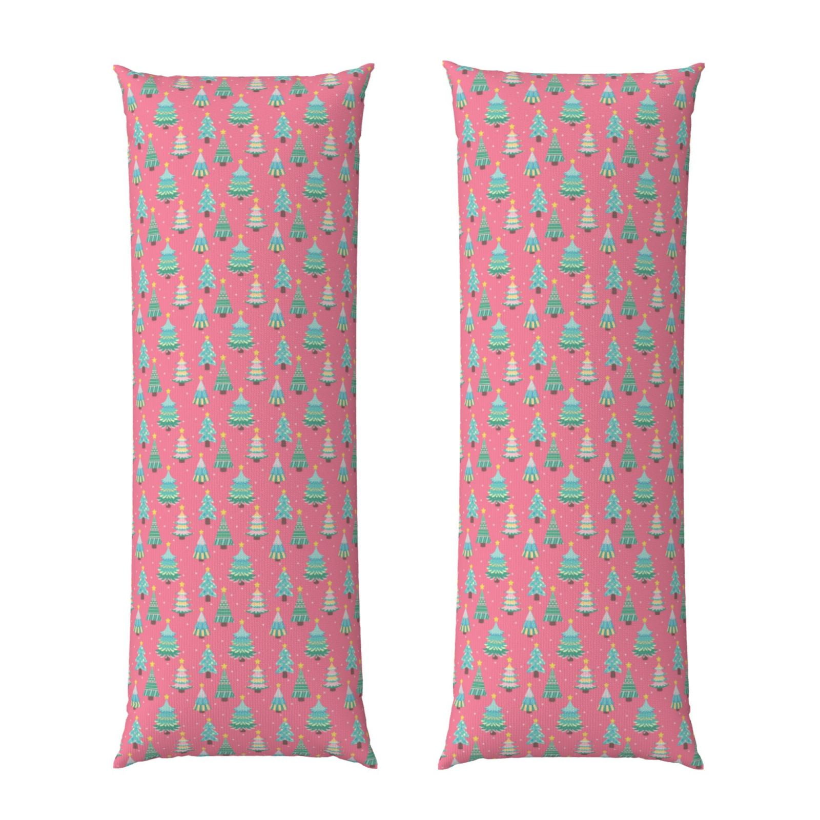 Bixox Pastel Christmas Trees on Pink Print Body Pillow Cover with ...