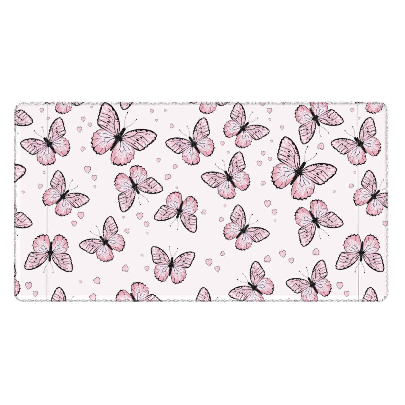 Bixox Pink Butterflies (2) Pattern Gaming Mouse Pad with Stitched Edges ...