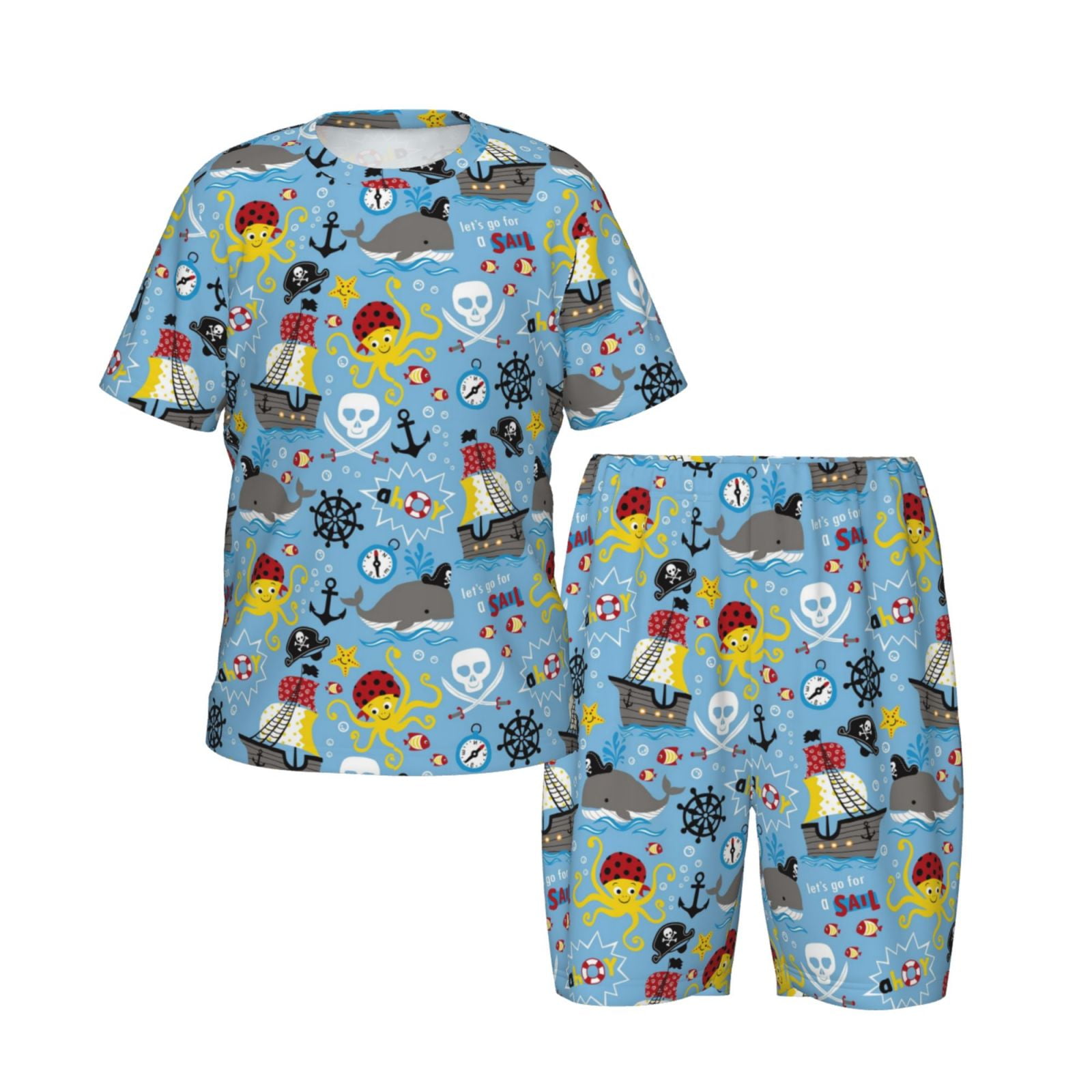 Bixox Pirate Marine Animals Pattern children's Summer Short Sleeve ...