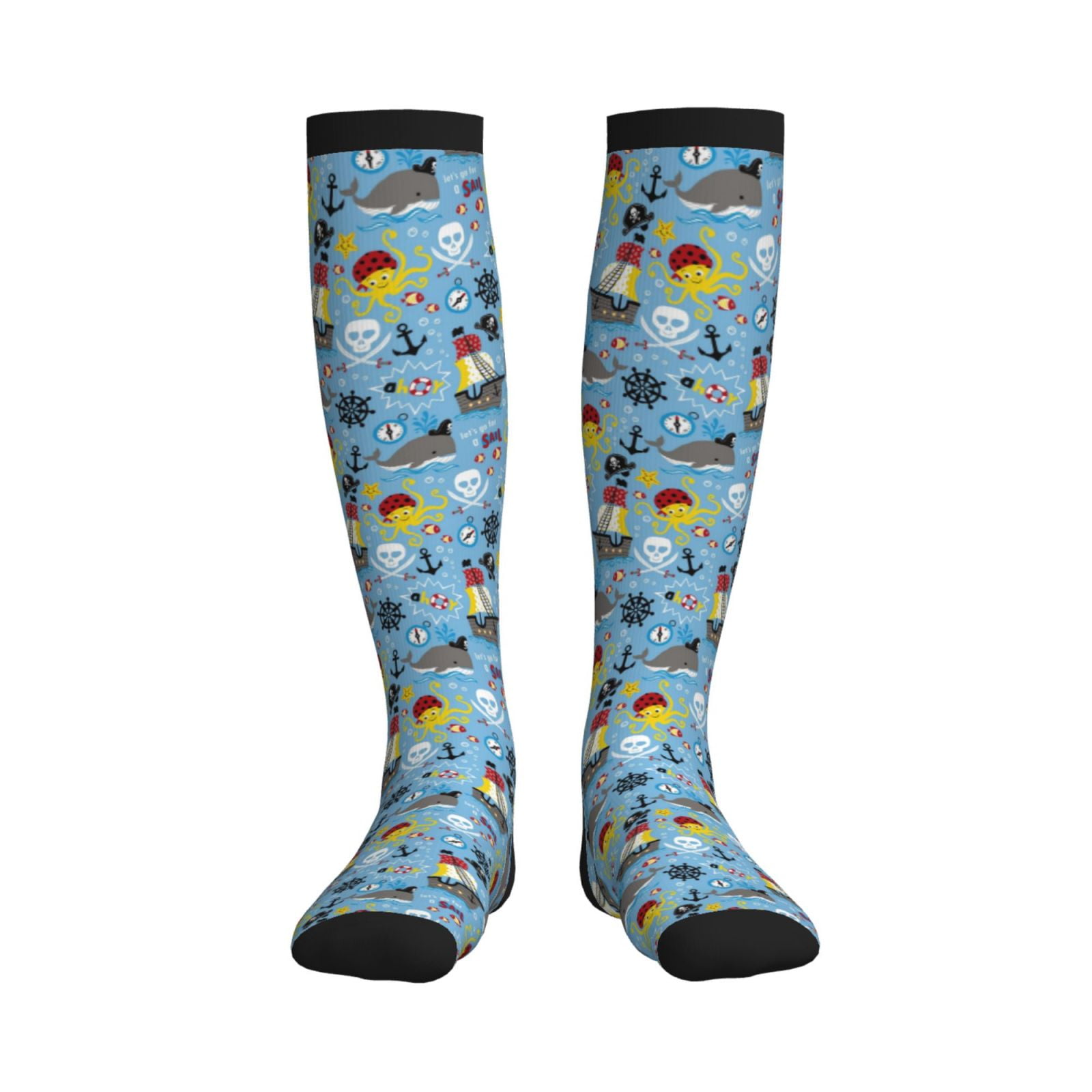 Bixox Pirate Marine Animals Print Compression Socks,Compression Socks ...