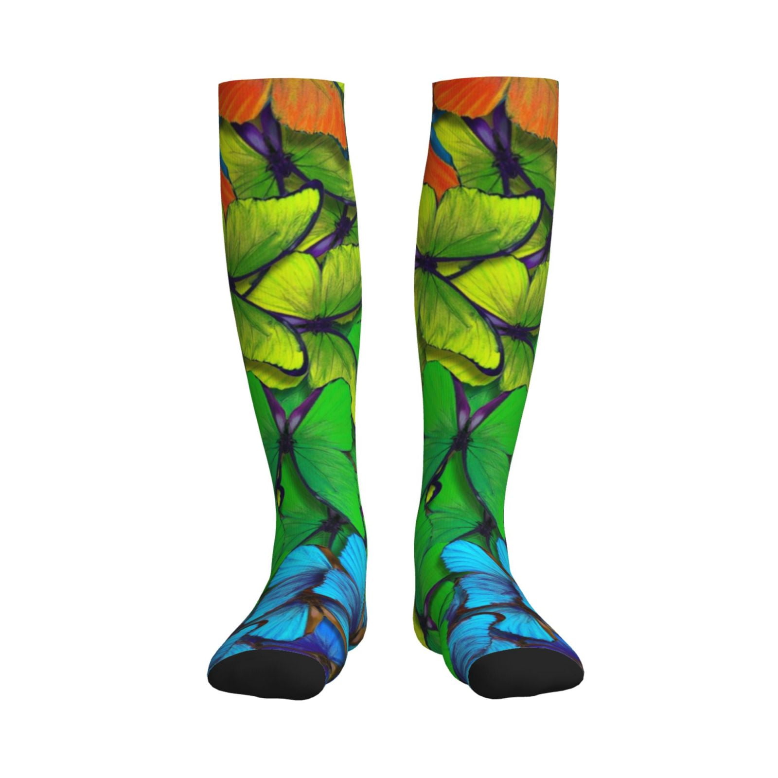 Bixox Rainbow Butterflies Print Compression Socks,Compression Socks ...