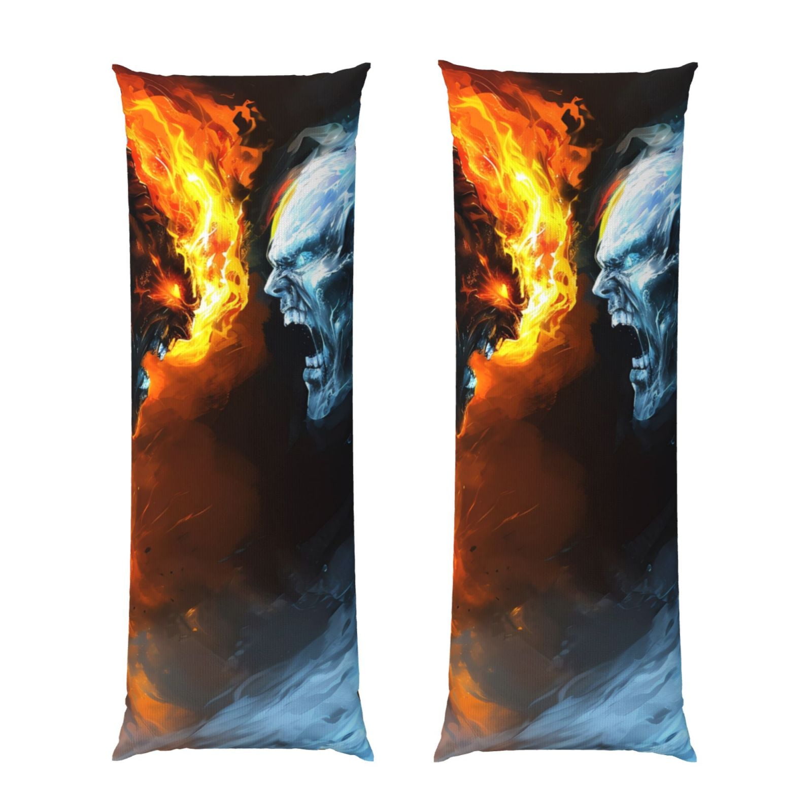 Bixox Red And Blue Fire Skull Warrior Print Body Pillow Cover with ...