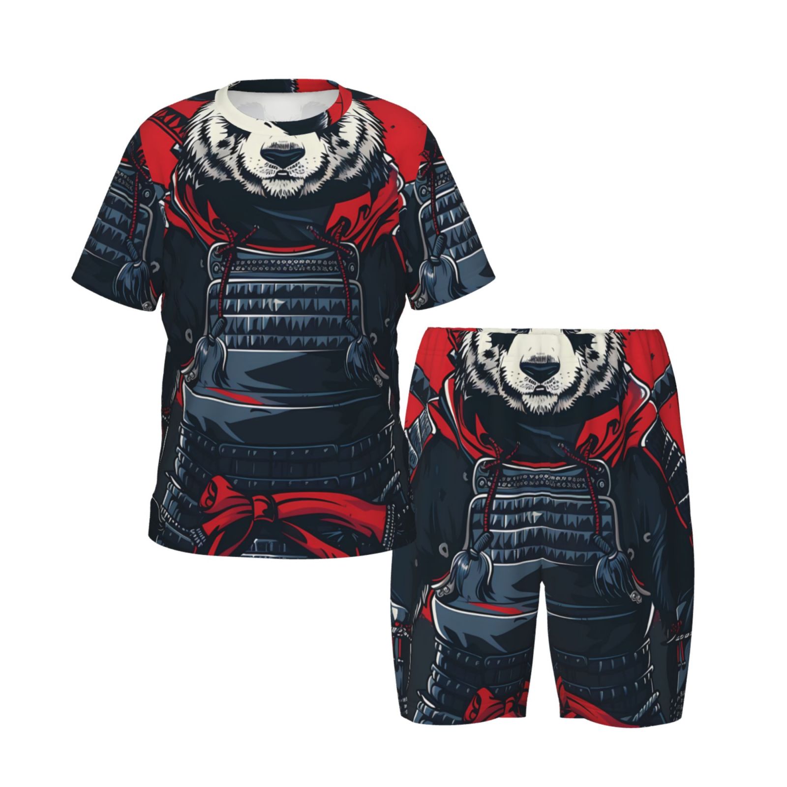 Bixox Red Black Eastern Panda Warrior Pattern children's Summer Short ...