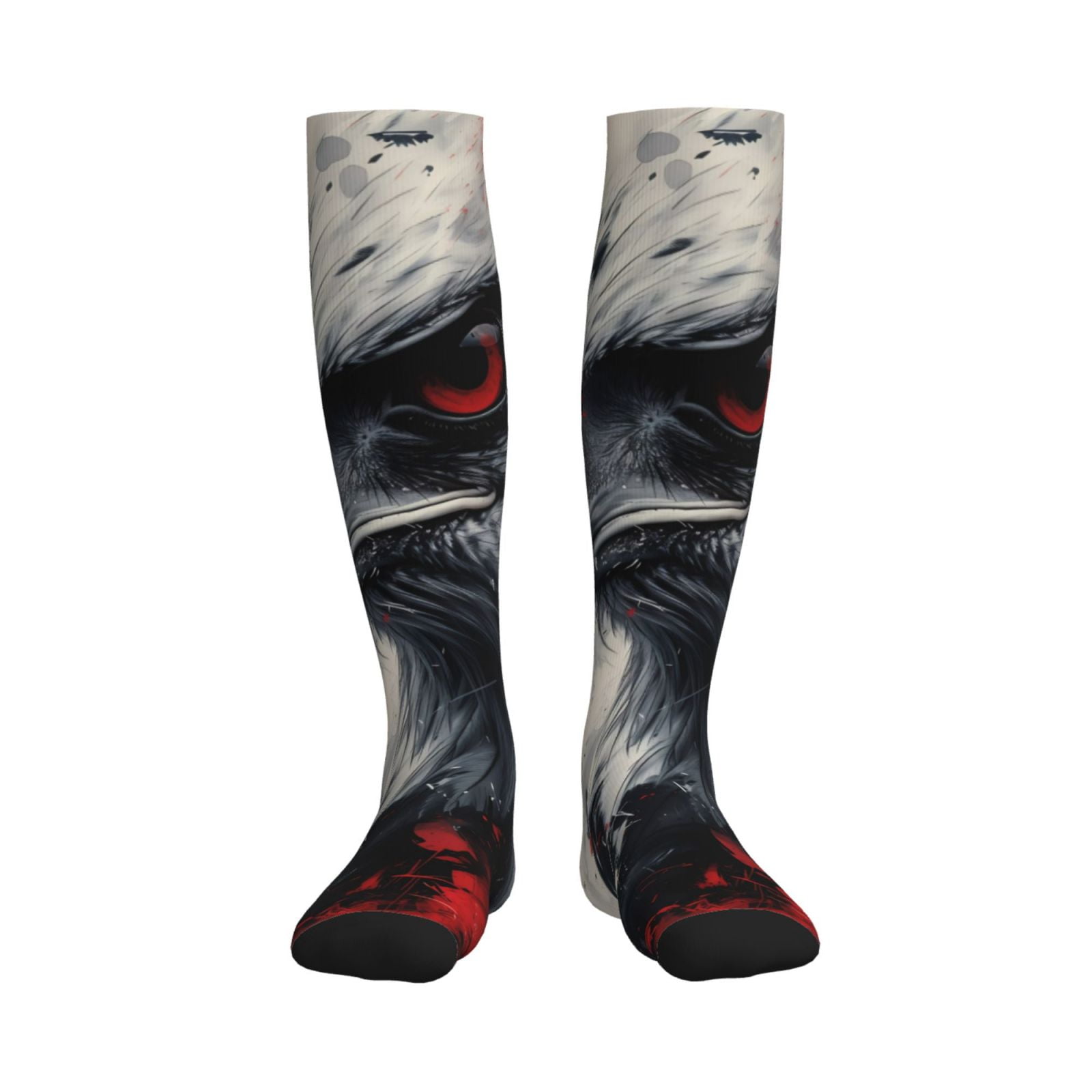 Bixox Red Black Ink Style Bald Eagle Print Compression Socks ...
