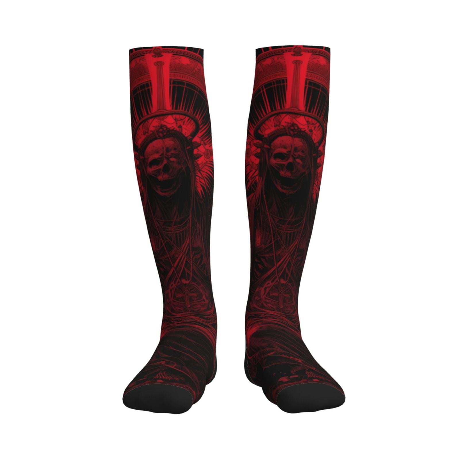 Bixox Red Gothic Skeleton Throne Print Compression Socks,Compression ...