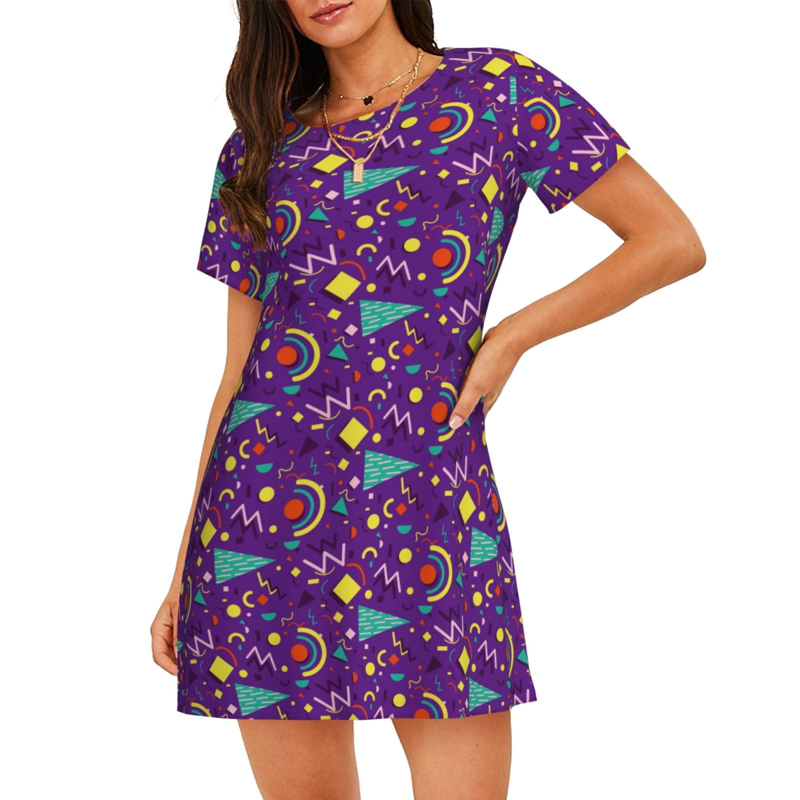 Bixox Retro 80s Style Pattern Women's Nightgown, Soft & Breathable ...