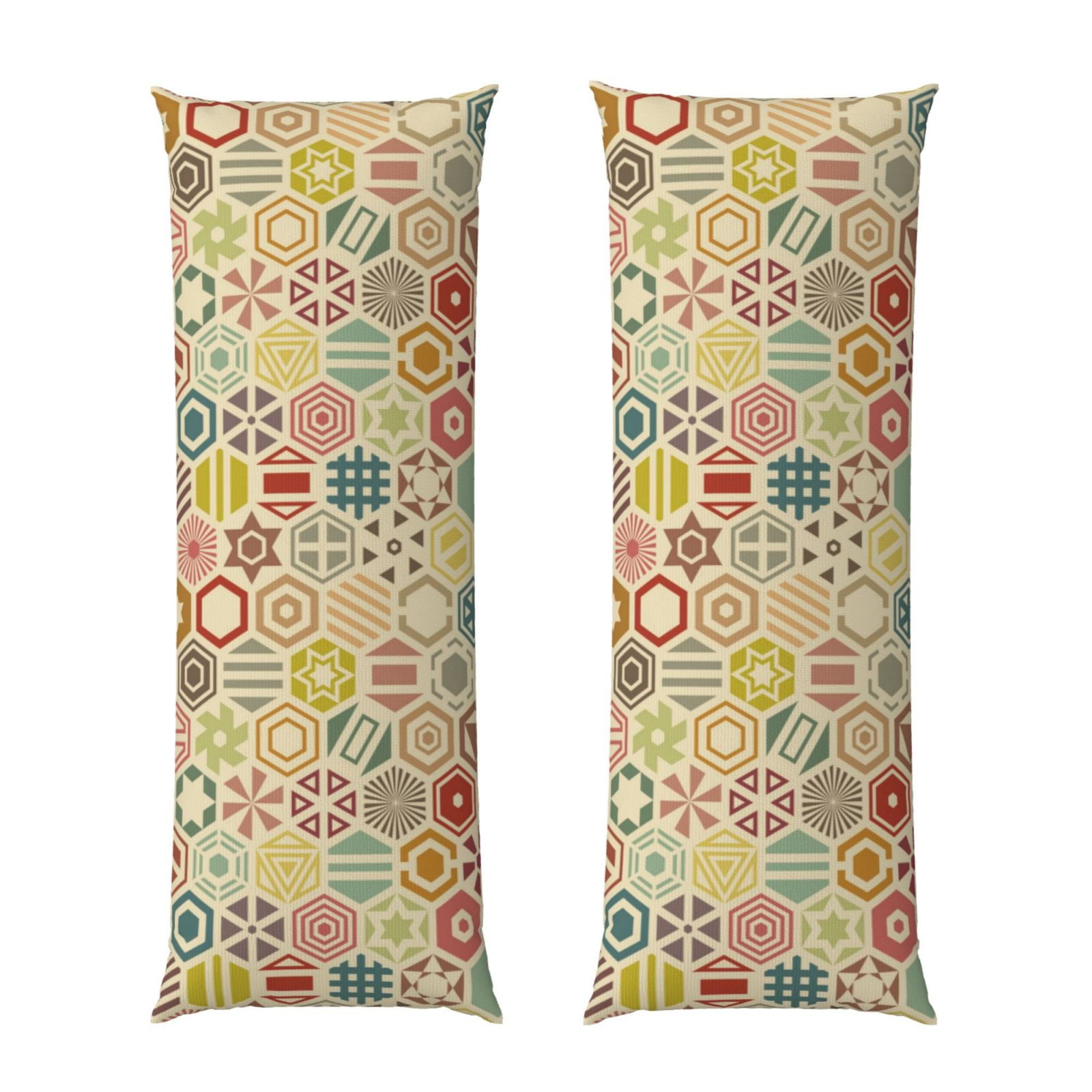 Bixox Retro Geometry Print Body Pillow Cover with Zipper Closure, Cozy ...