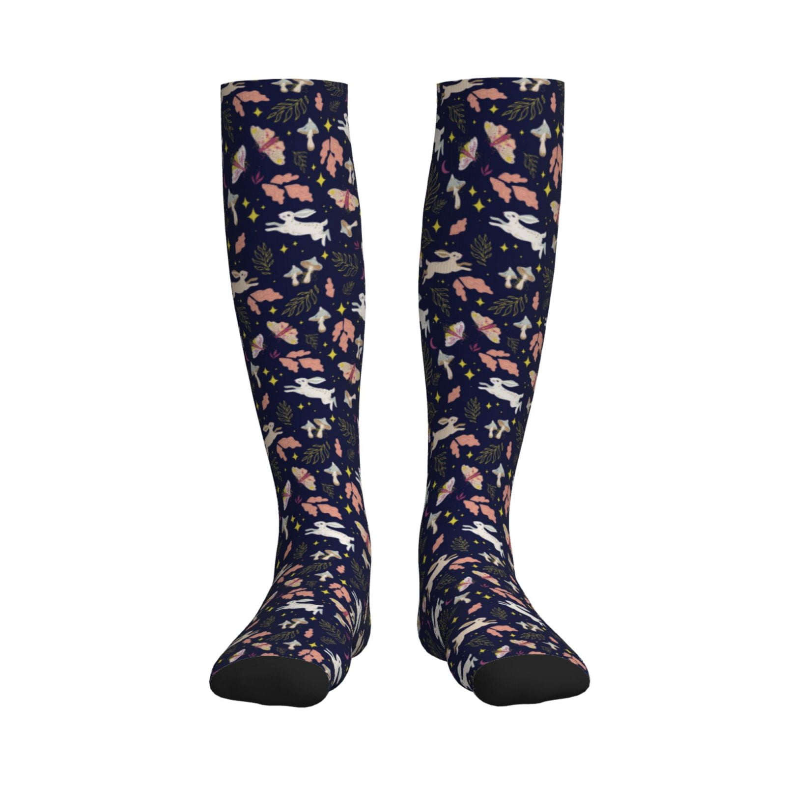 Bixox Retro Rabbit Flower Print Compression Socks,Compression Socks ...
