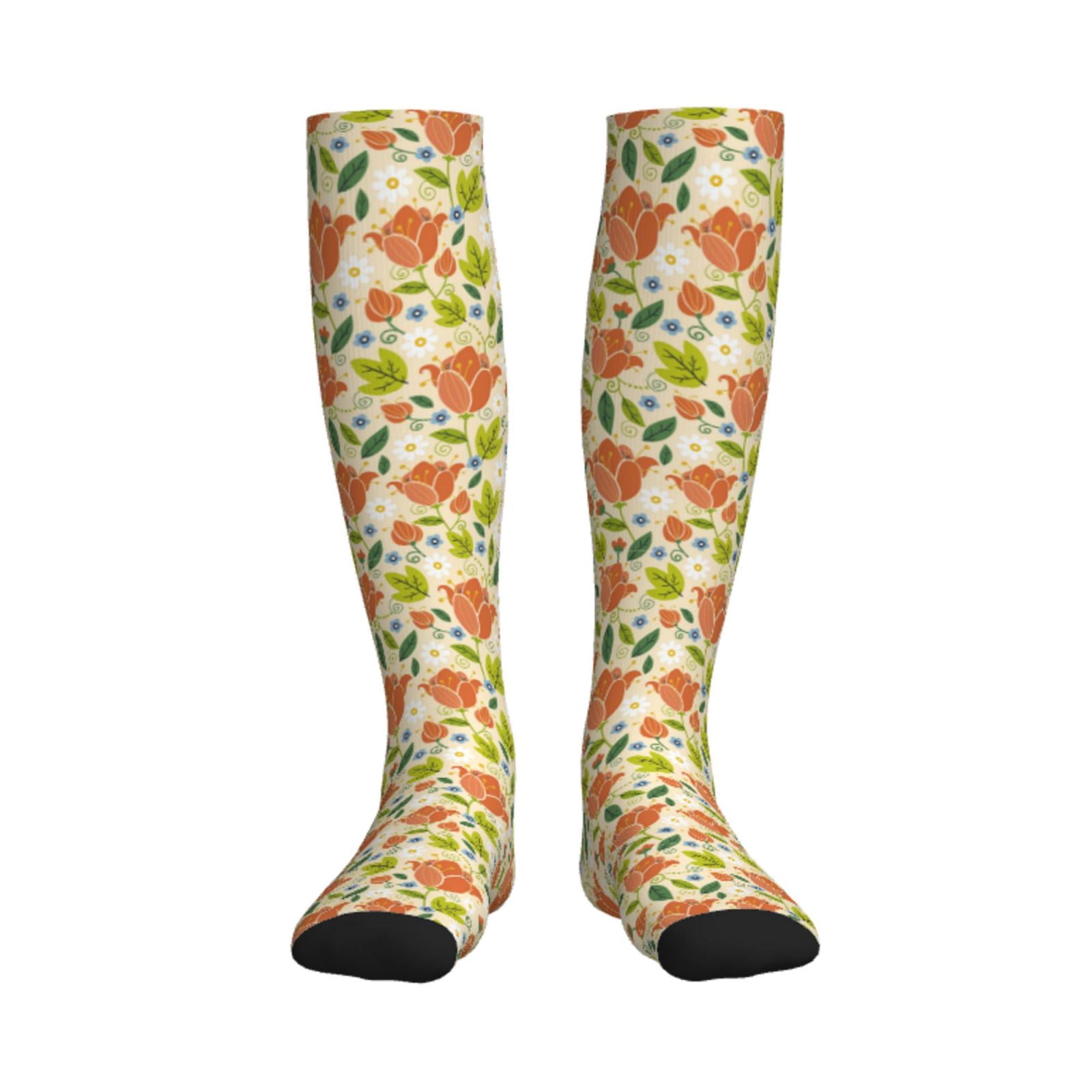 Bixox Rose Daisy Print Compression Socks,Compression Socks Women & Men ...