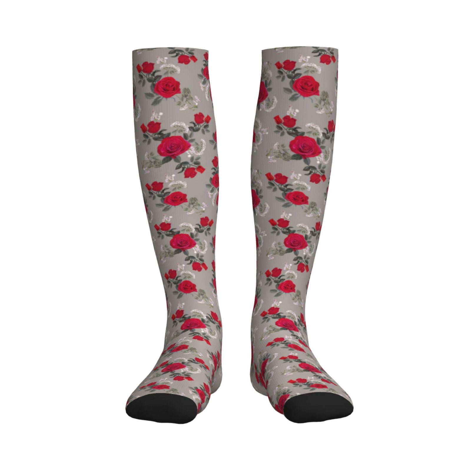 Bixox Rose Flowers Print Compression Socks,Compression Socks Women ...