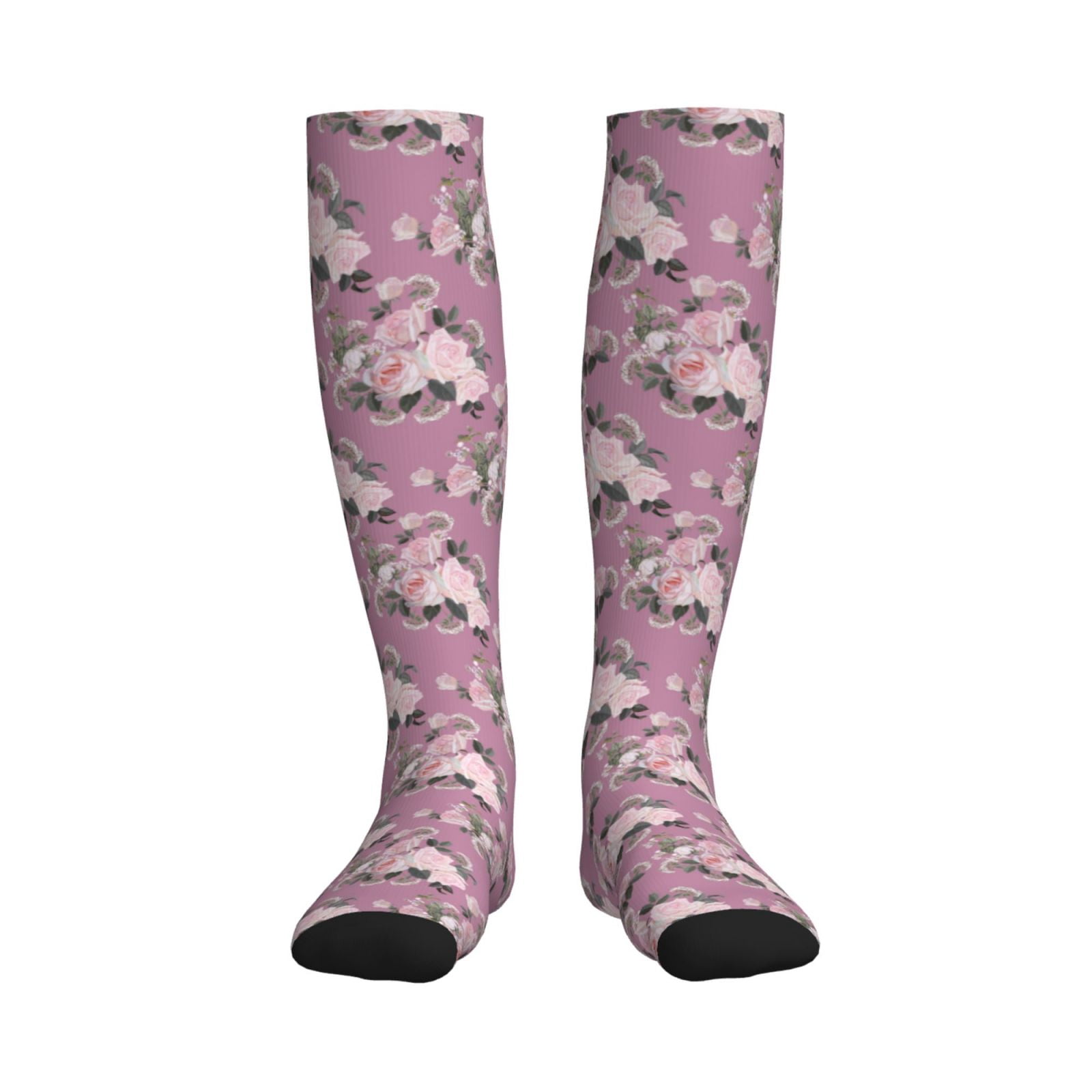 Bixox Rose Flowers Print Compression Socks,Compression Socks Women ...