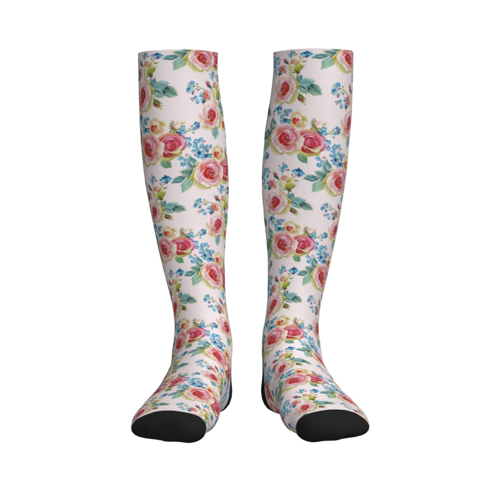 Bixox Rose Flowers Print Compression Socks,Compression Socks Women ...