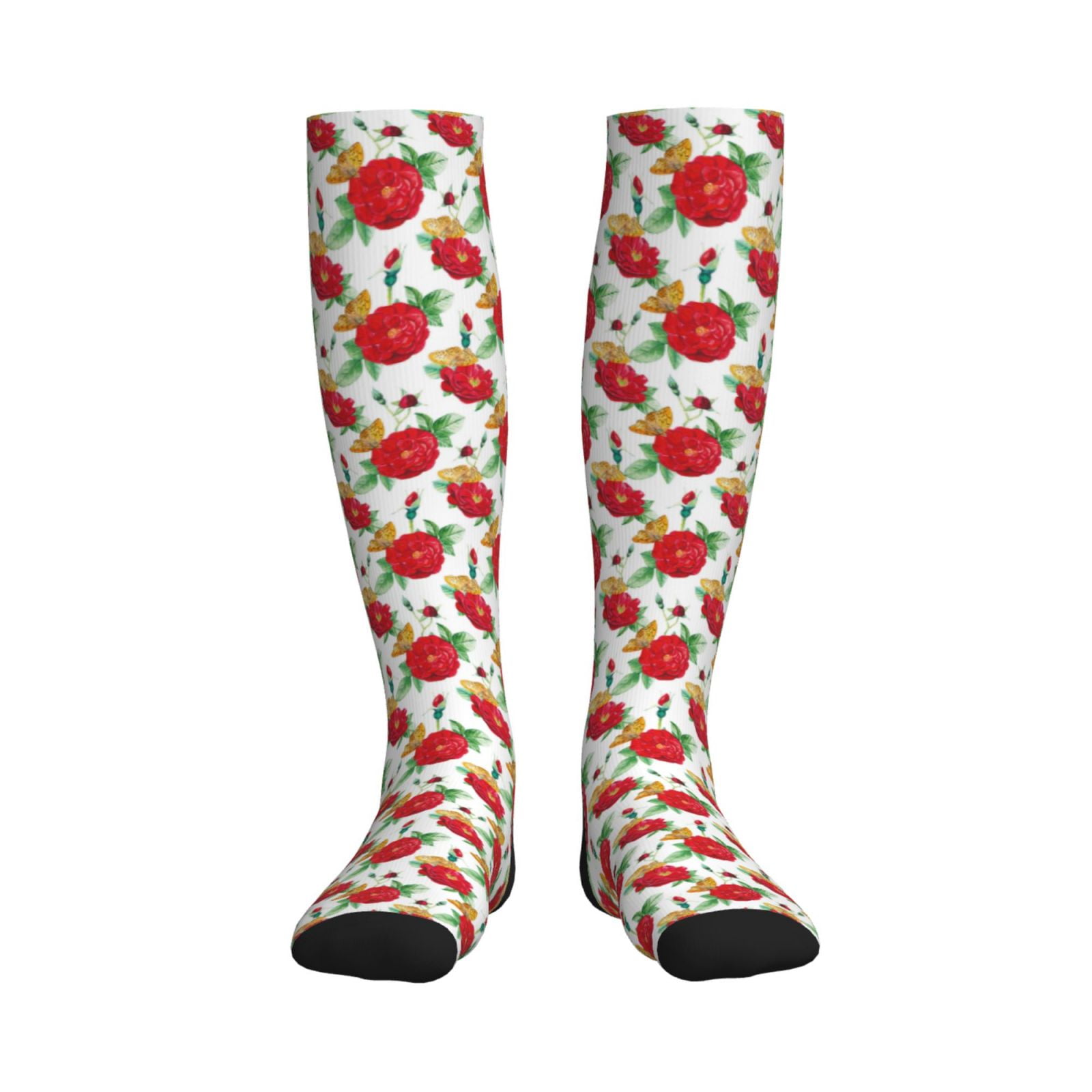Bixox Rose Flowers Print Compression Socks,Compression Socks Women ...