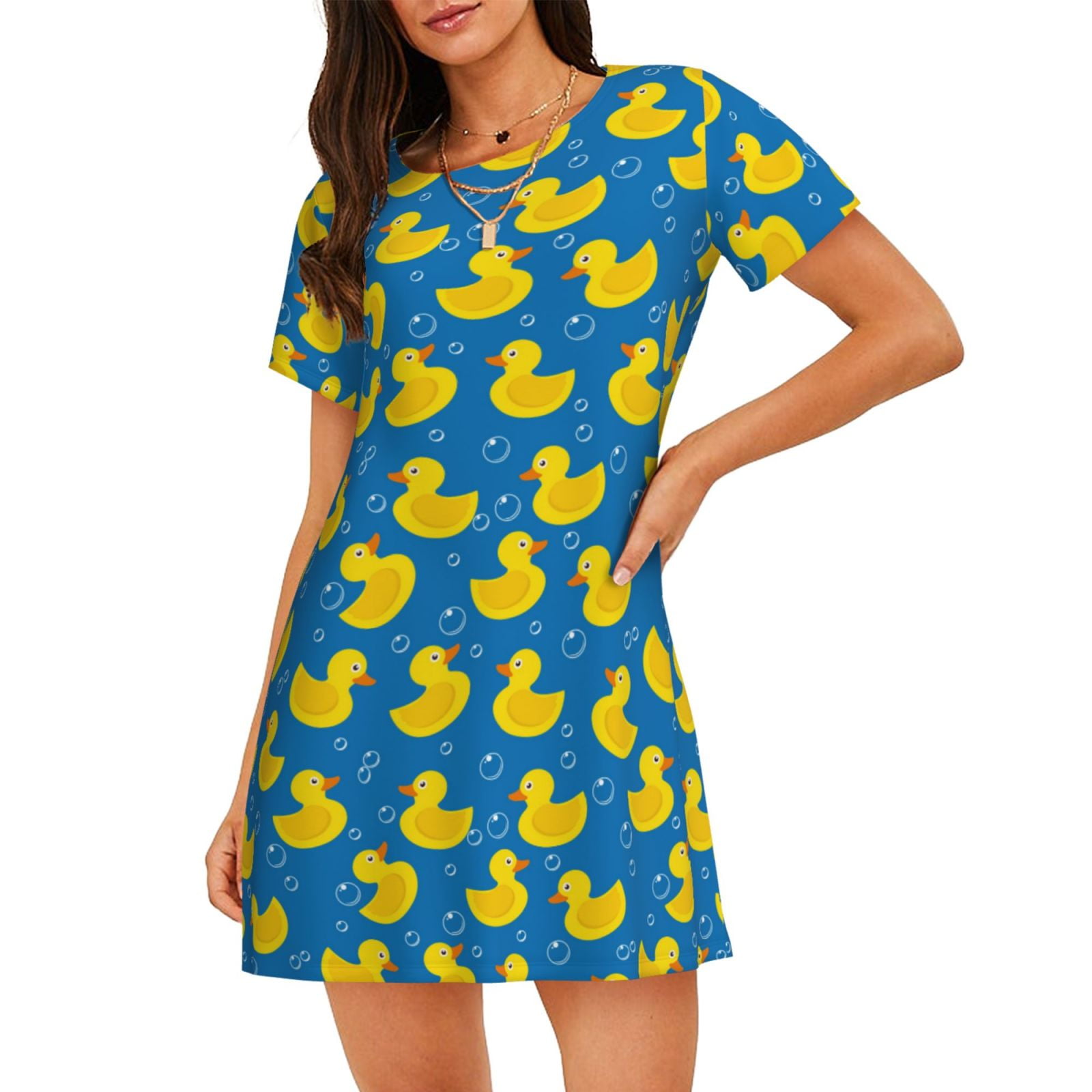Bixox Rubber Duck Pattern Women's Nightgown, Soft & Breathable ...