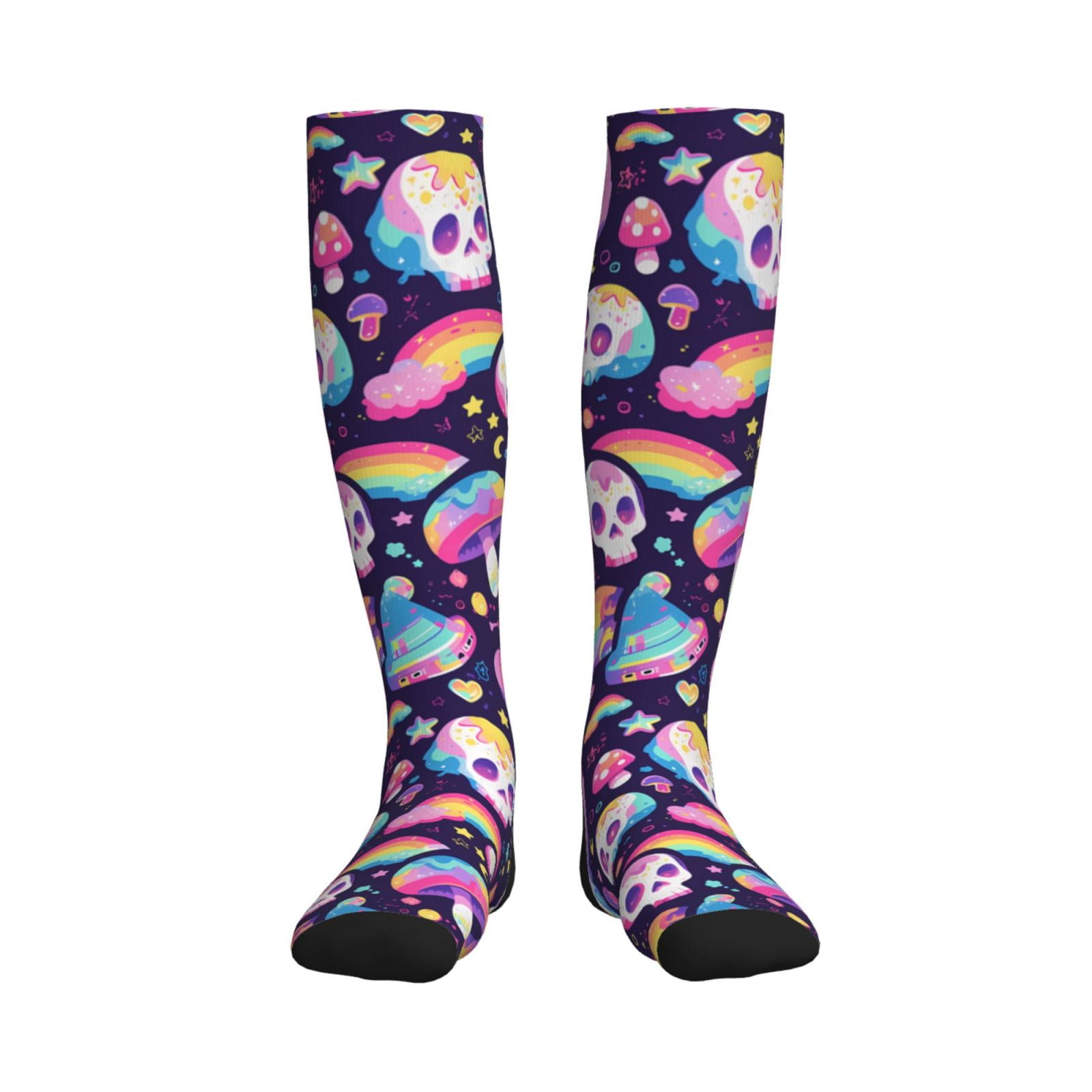 Bixox Skull colorful mushroom rainbow Print Compression Socks ...