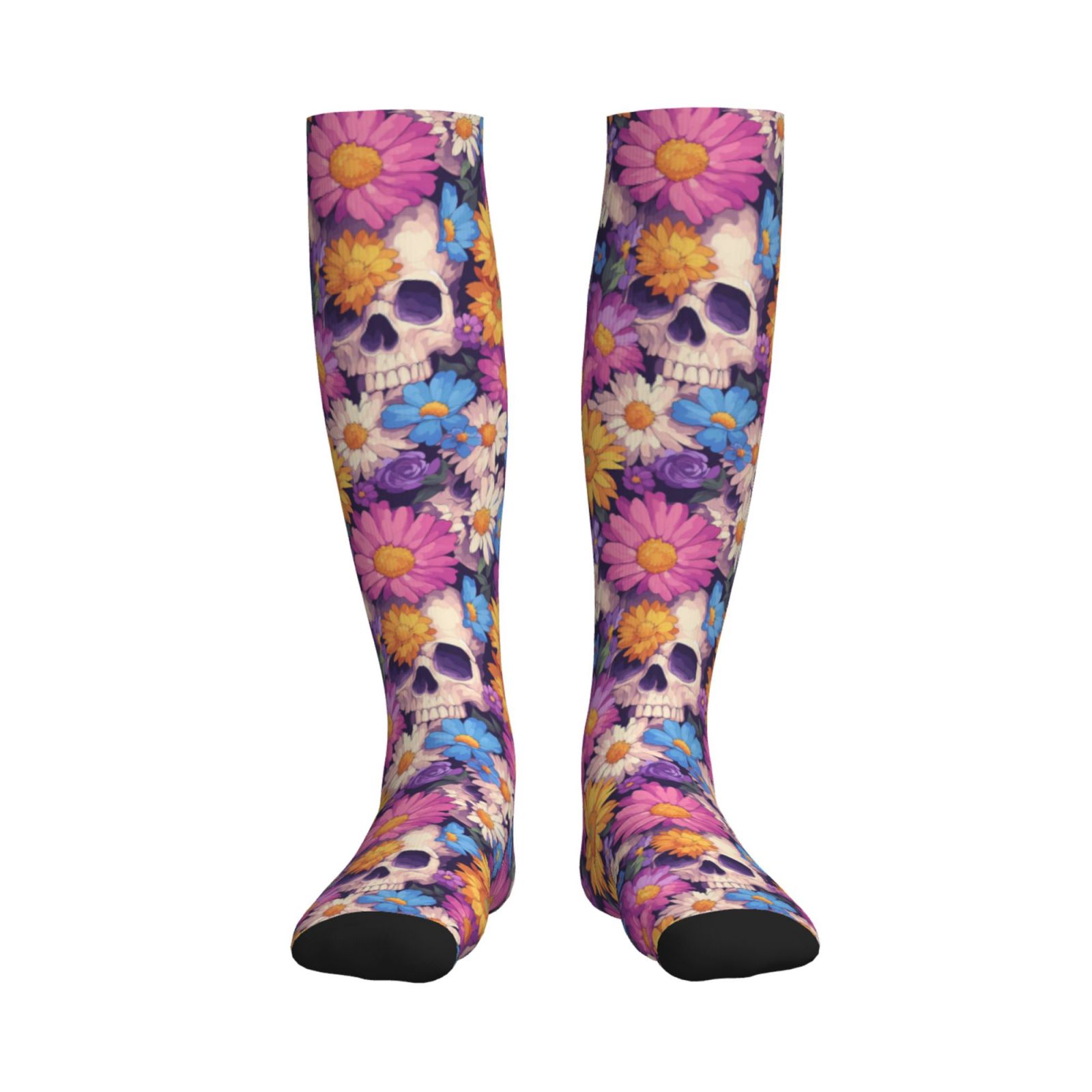 Bixox Skull daisy flower Print Compression Socks,Compression Socks ...