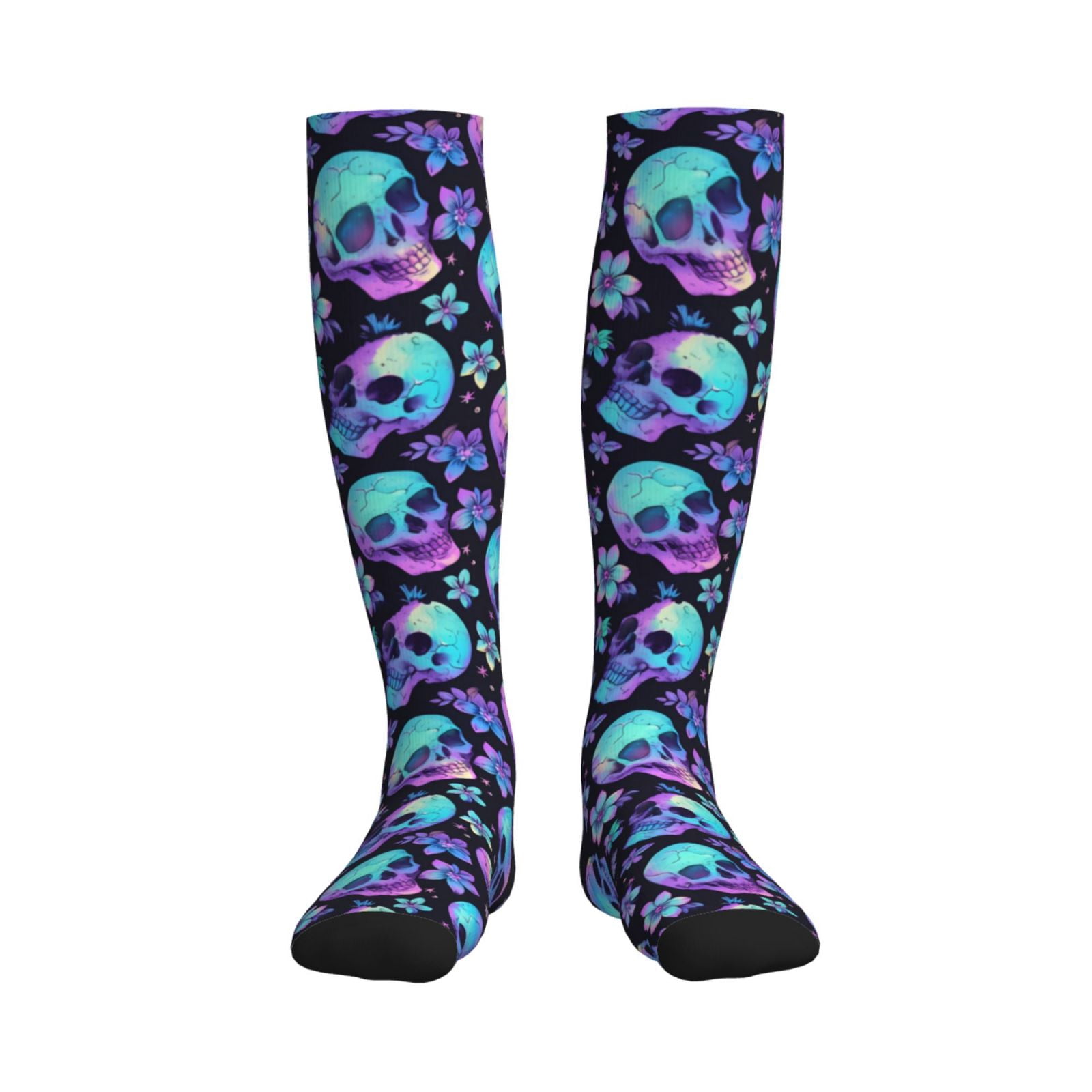 Bixox Skull flower tie dye Print Compression Socks,Compression Socks ...