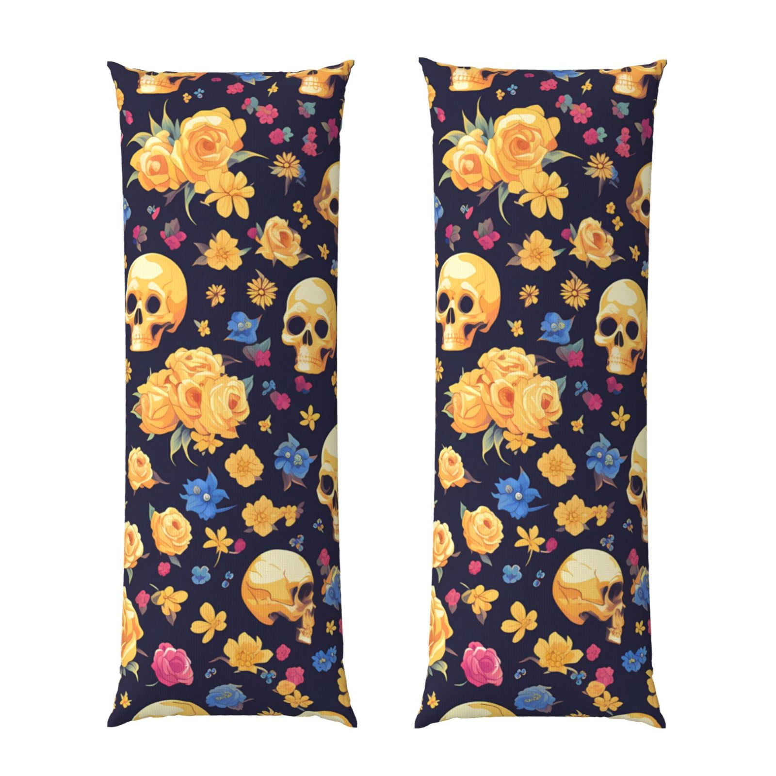 Bixox Skull gold flower Print Body Pillow Cover with Zipper Closure ...