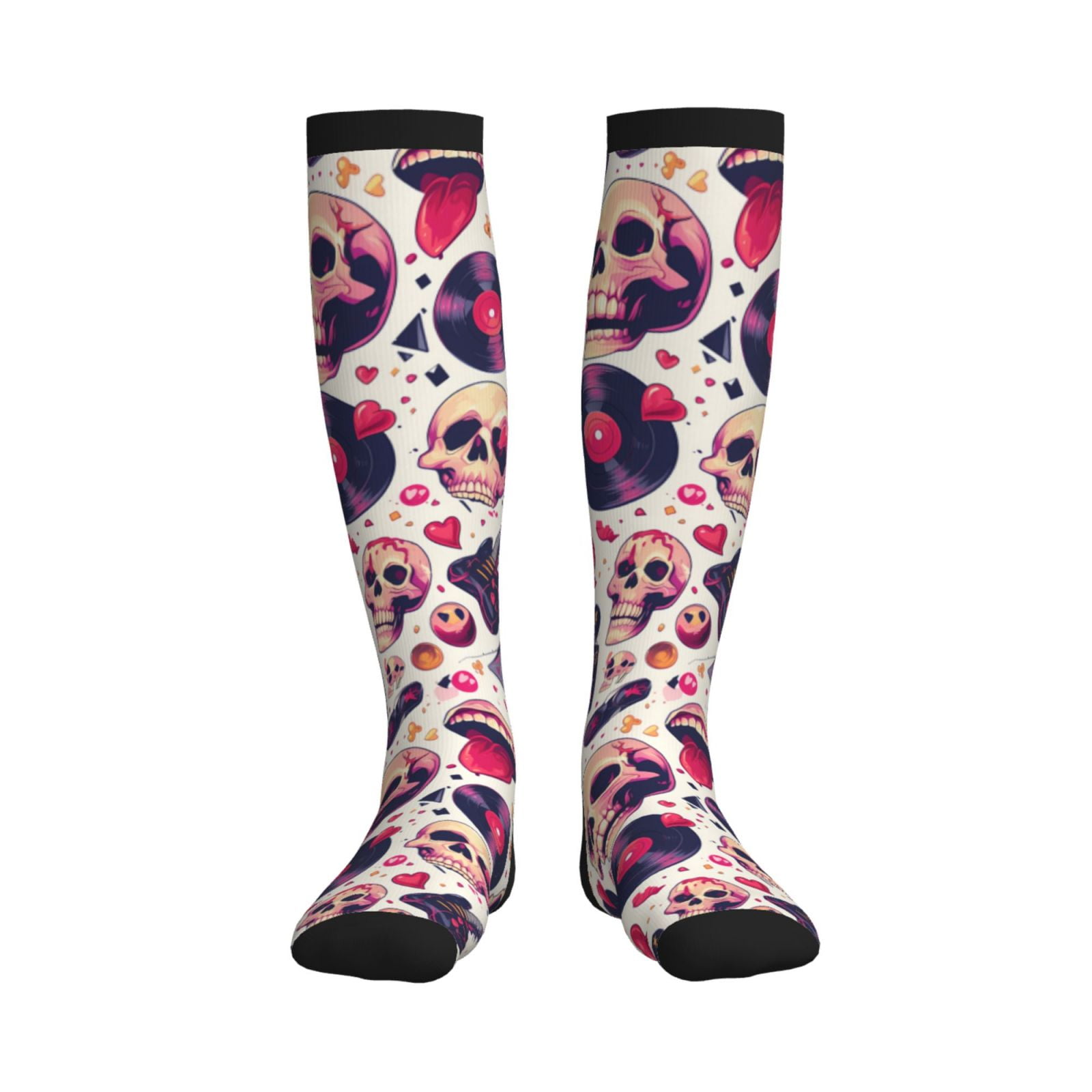 Bixox Skull lips record Guitar Print Compression Socks,Compression ...