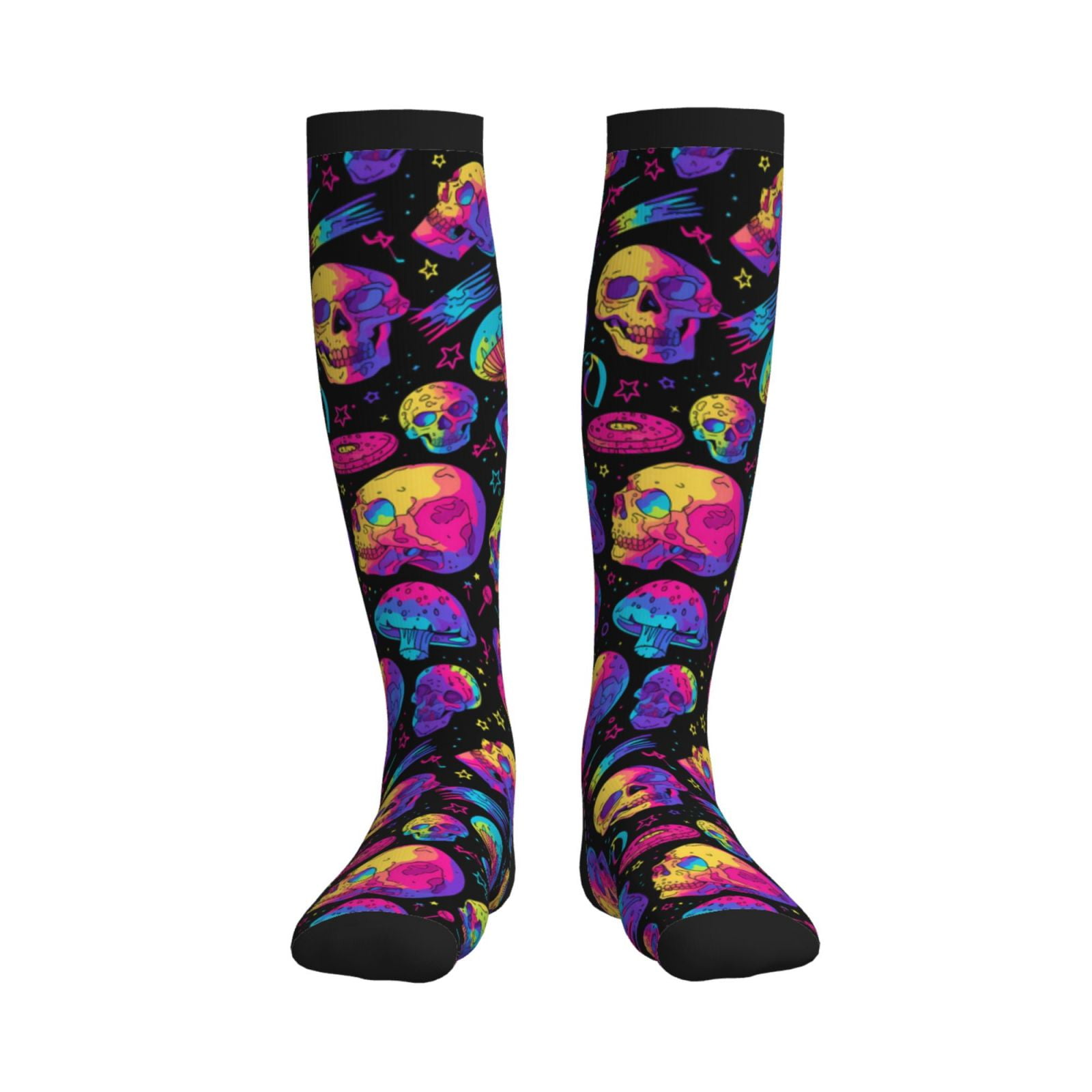 Bixox Skull rainbow star mushroom Print Compression Socks,Compression ...