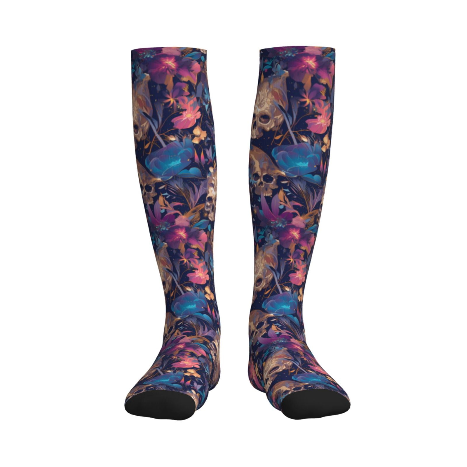 Bixox Skull starry sky flower Print Compression Socks,Compression Socks ...