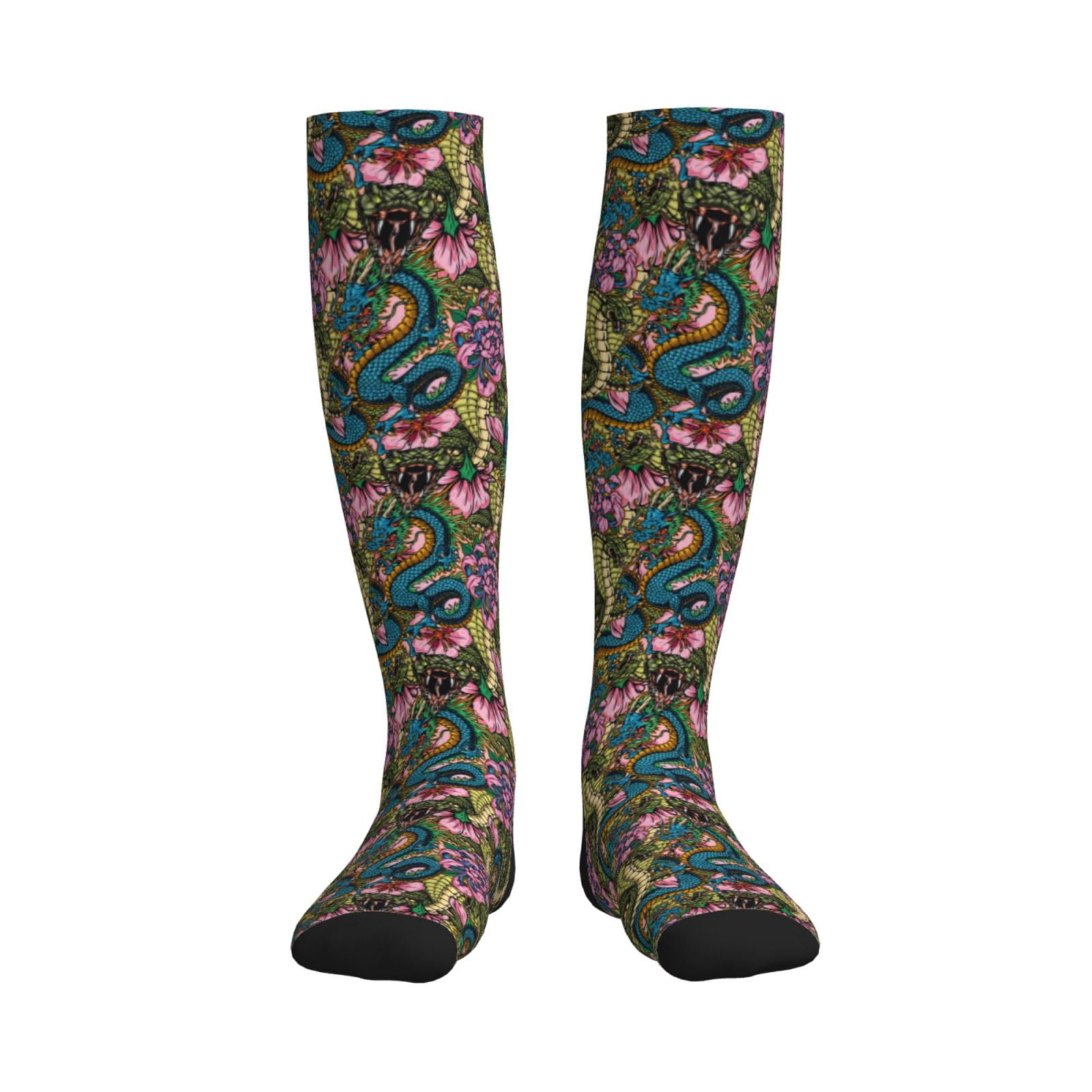 Bixox Snake And Flower Print Compression Socks,Compression Socks Women ...