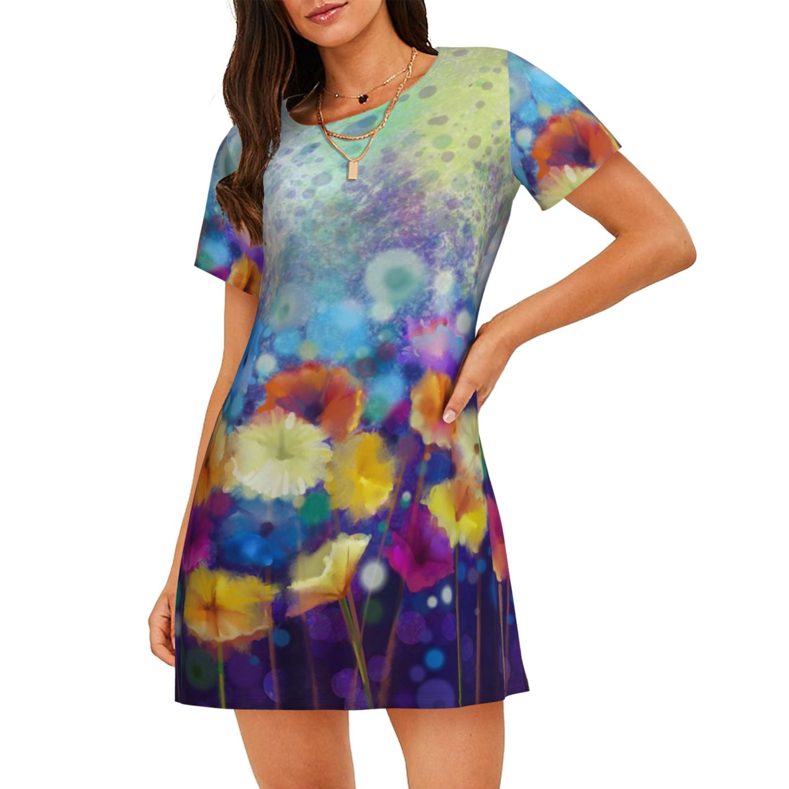 Bixox Spring Flower Seasonal Pattern Women's Nightgown, Soft ...