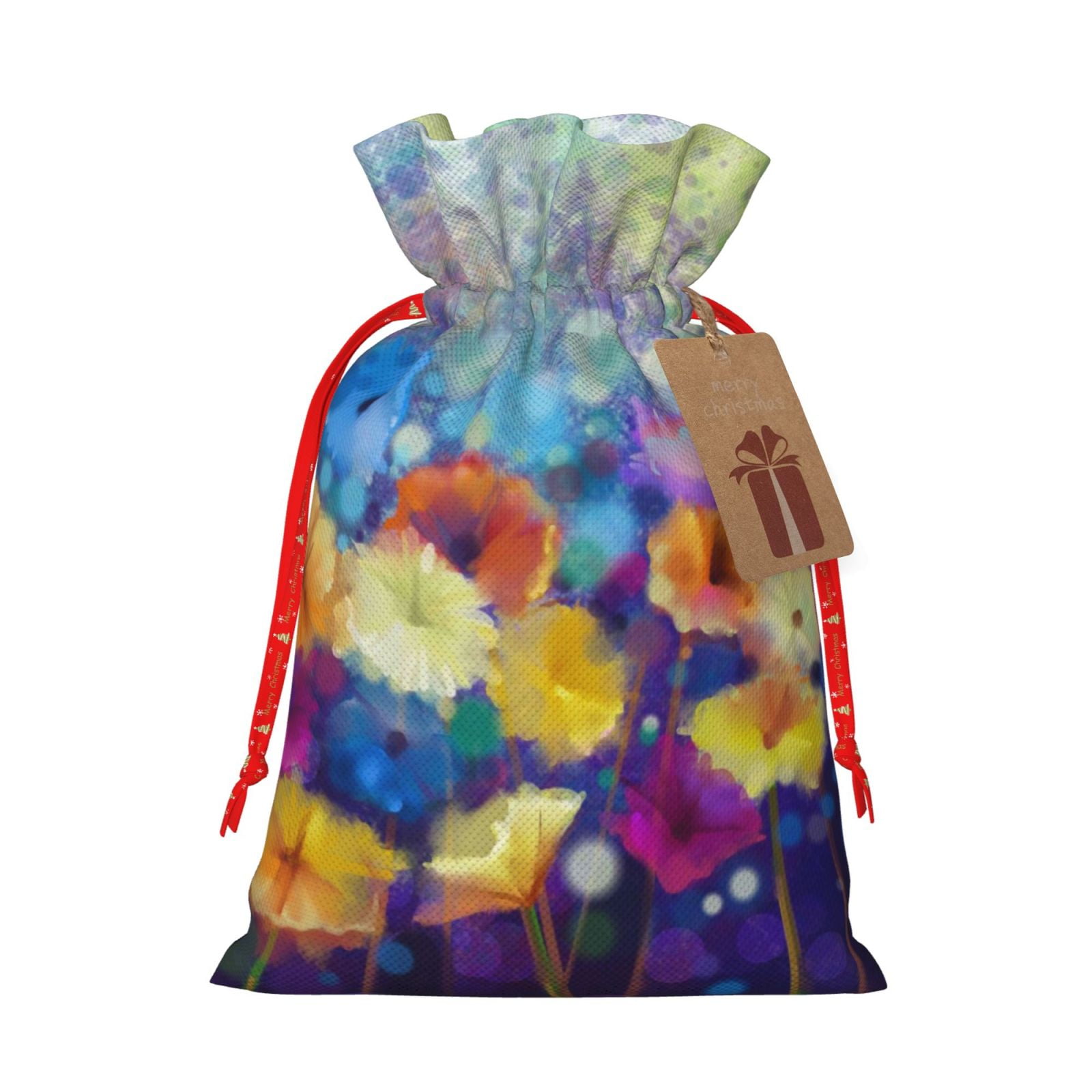 Bixox Spring Flower Seasonal Print Christmas Burlap Gift Bags with ...